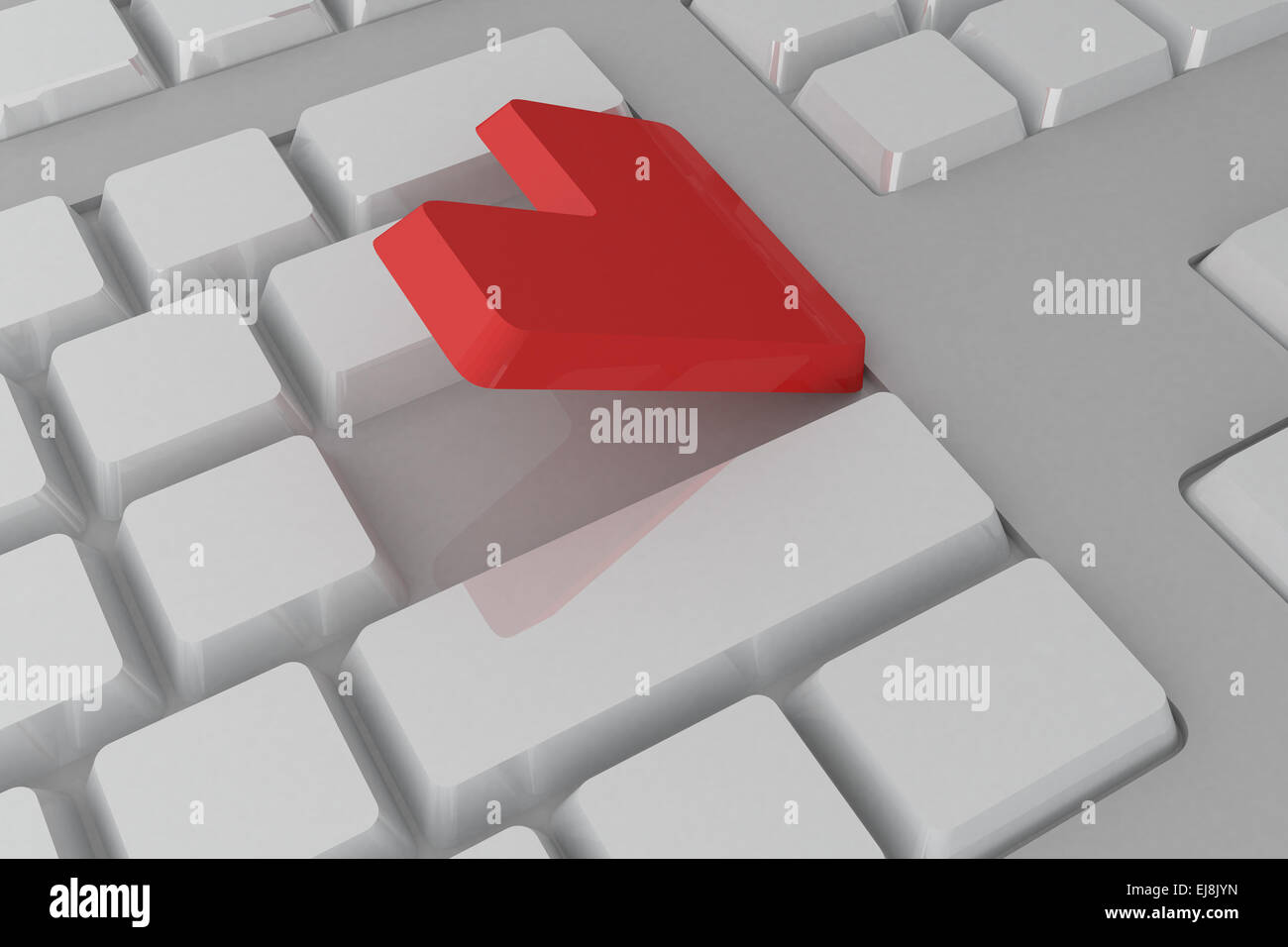 White keyboard with red key Stock Photo - Alamy