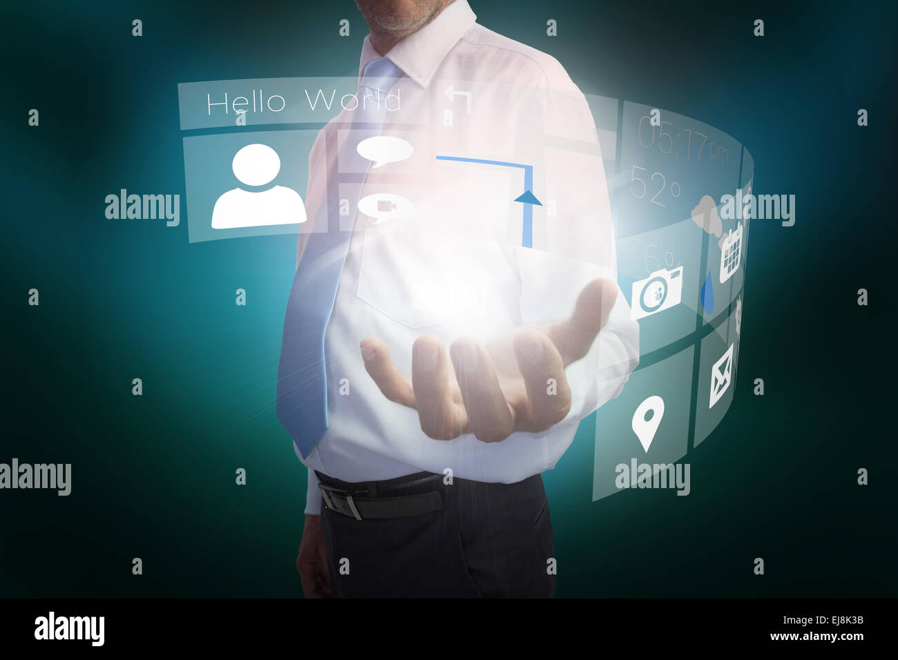 Businessman presenting interface Stock Photo - Alamy