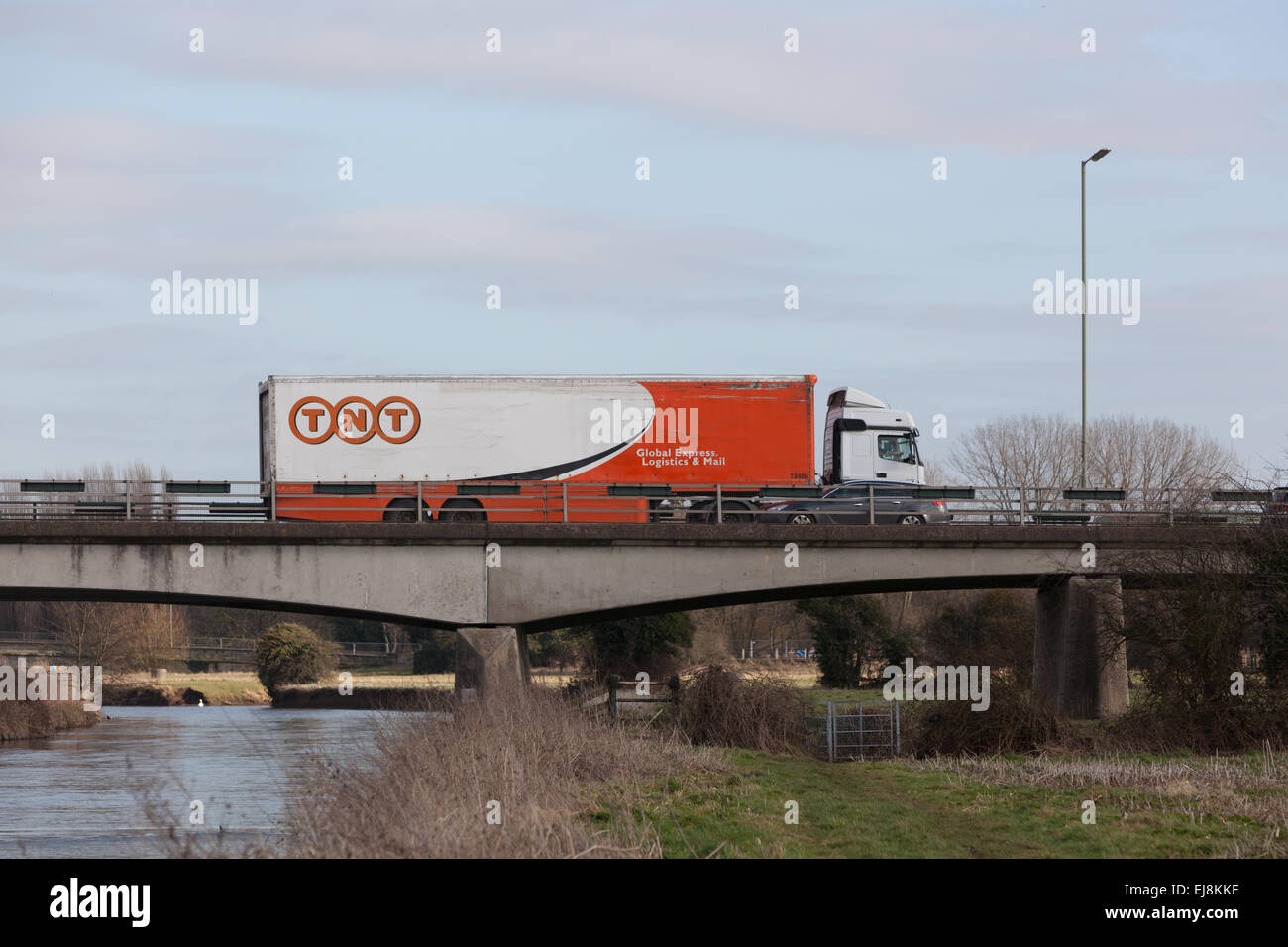 A TNT parcels truck travelling through the Midlands in the UK Stock ...