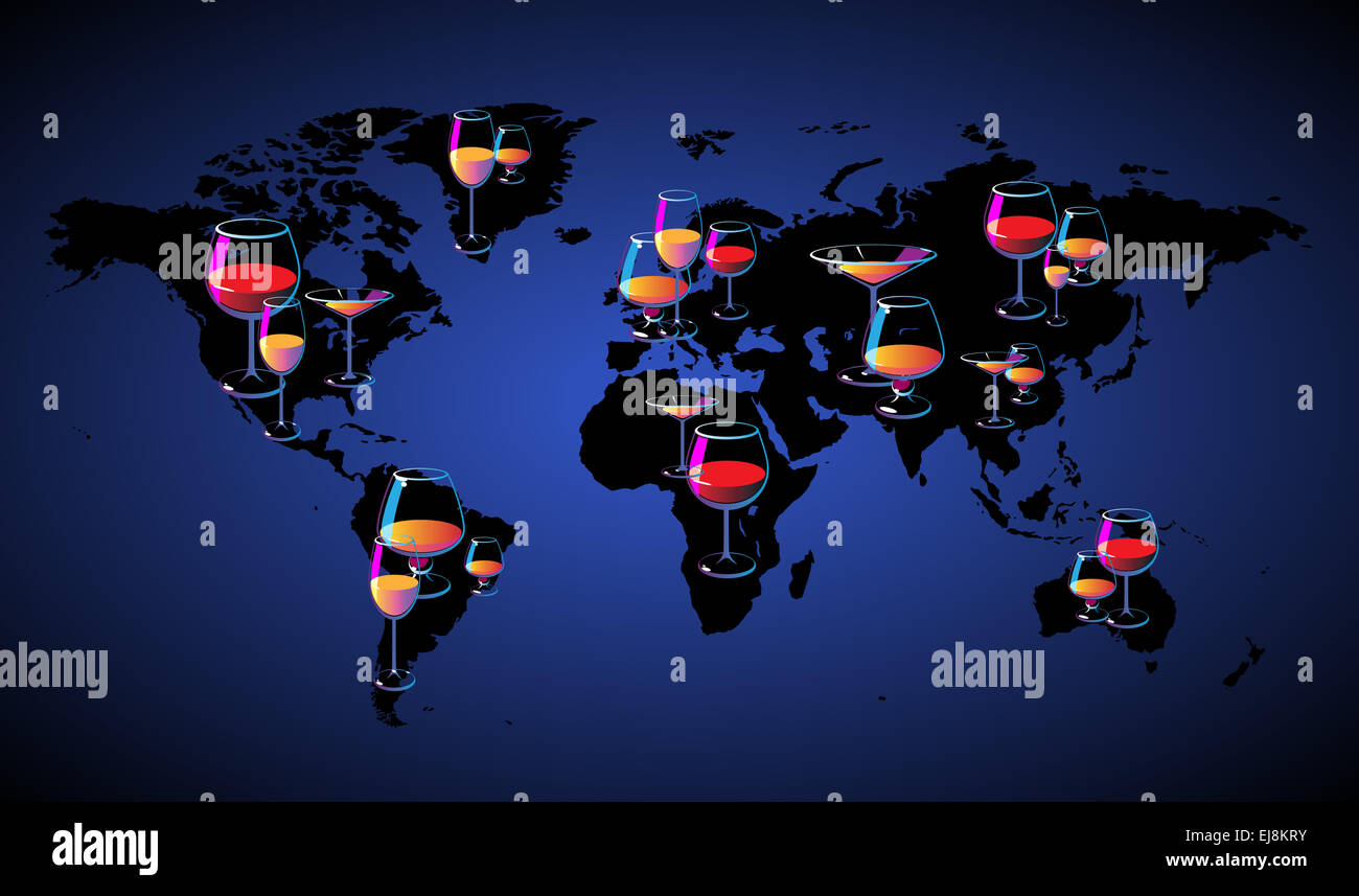 World map with wines Stock Photo - Alamy