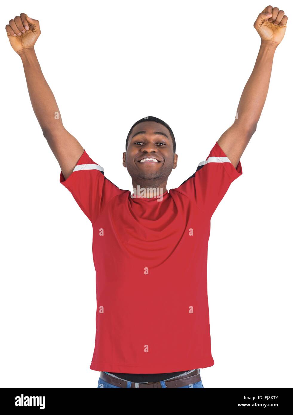 Excited handsome football fan cheering Stock Photo - Alamy