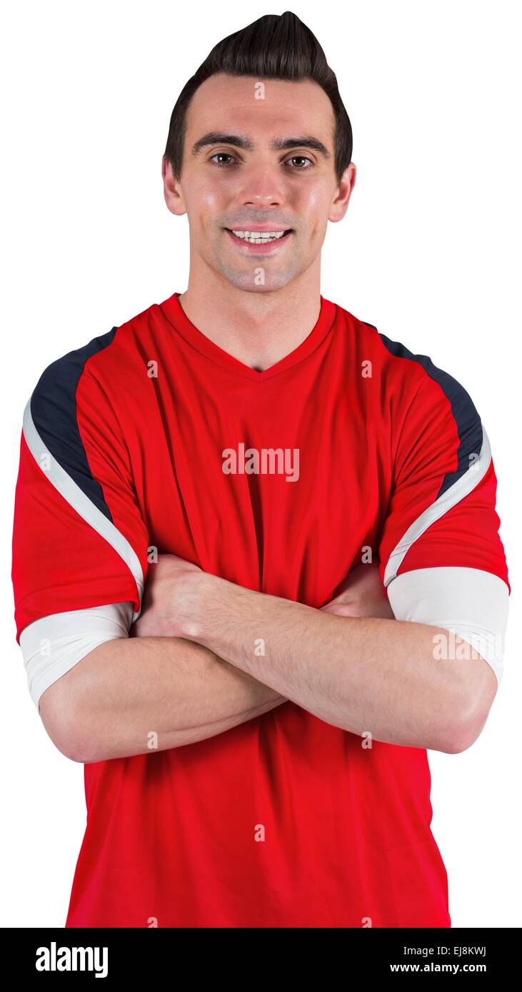 Handsome football fan looking at camera Stock Photo - Alamy