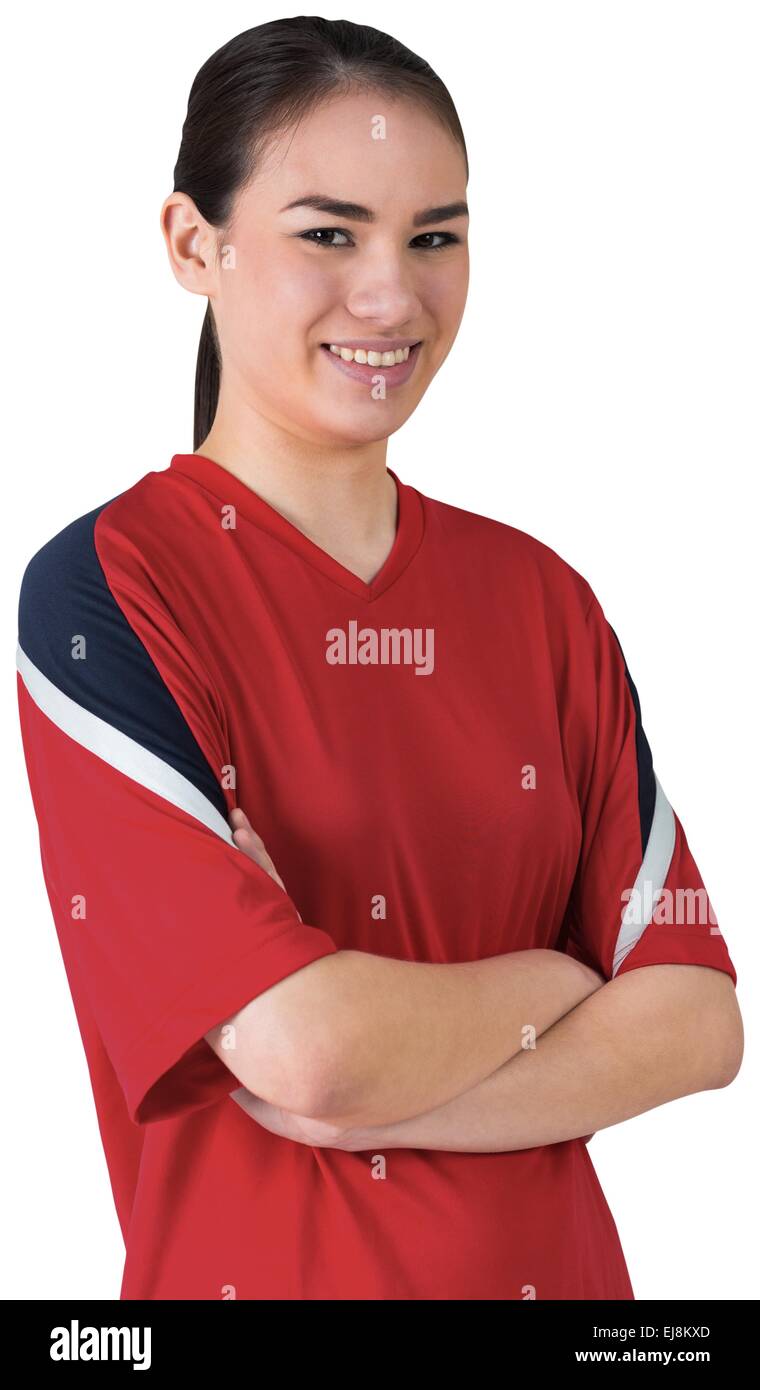 Asian football fan smiling at camera Stock Photo - Alamy