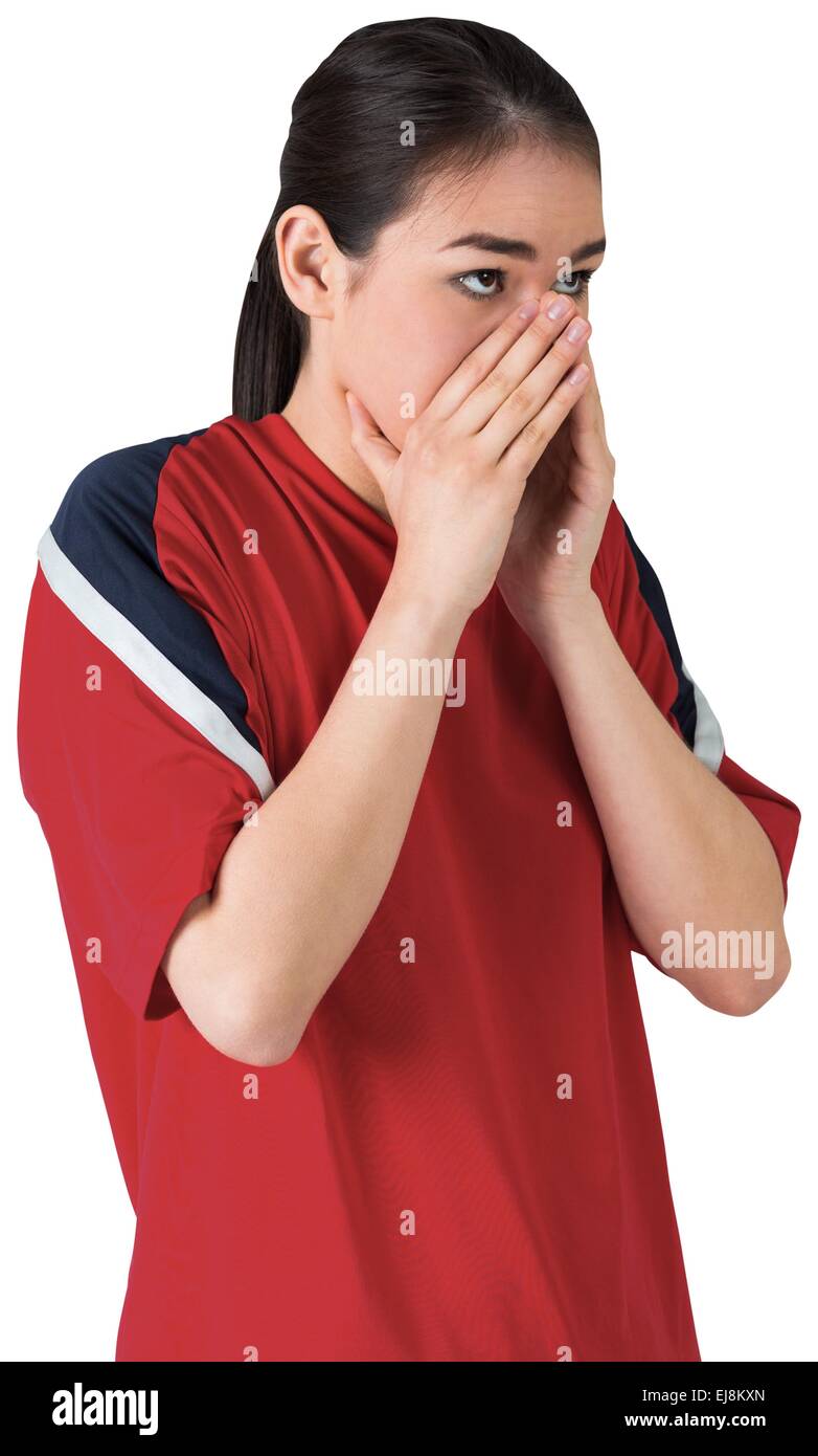 Nervous football fan looking ahead Stock Photo - Alamy