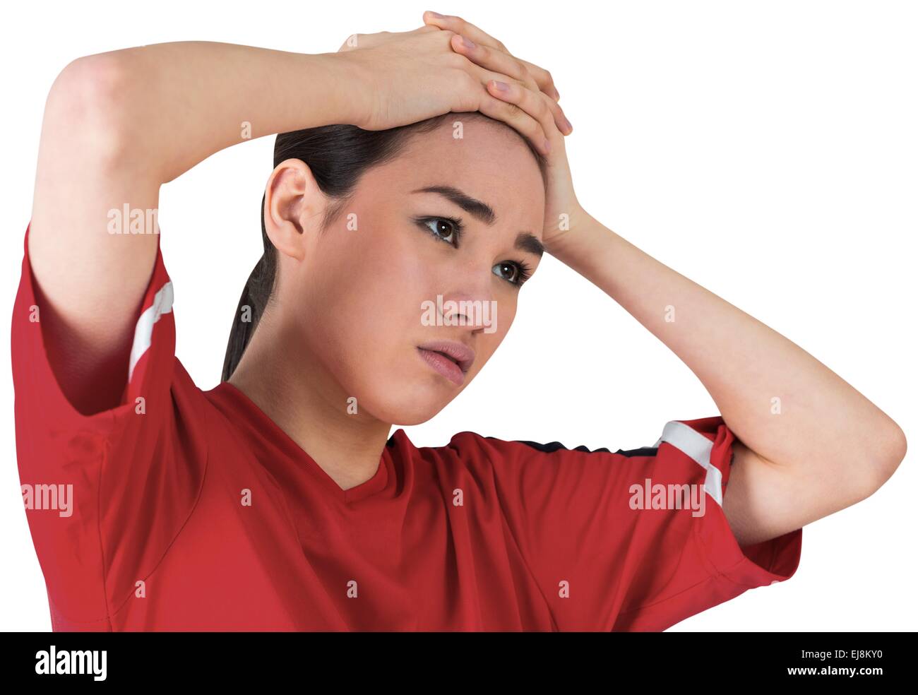 Disappointed football fan looking down Stock Photo - Alamy