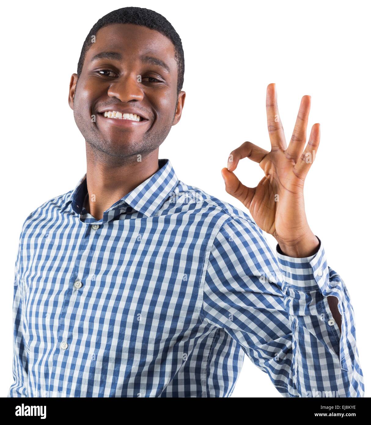Happy businessman making ok sign Stock Photo - Alamy