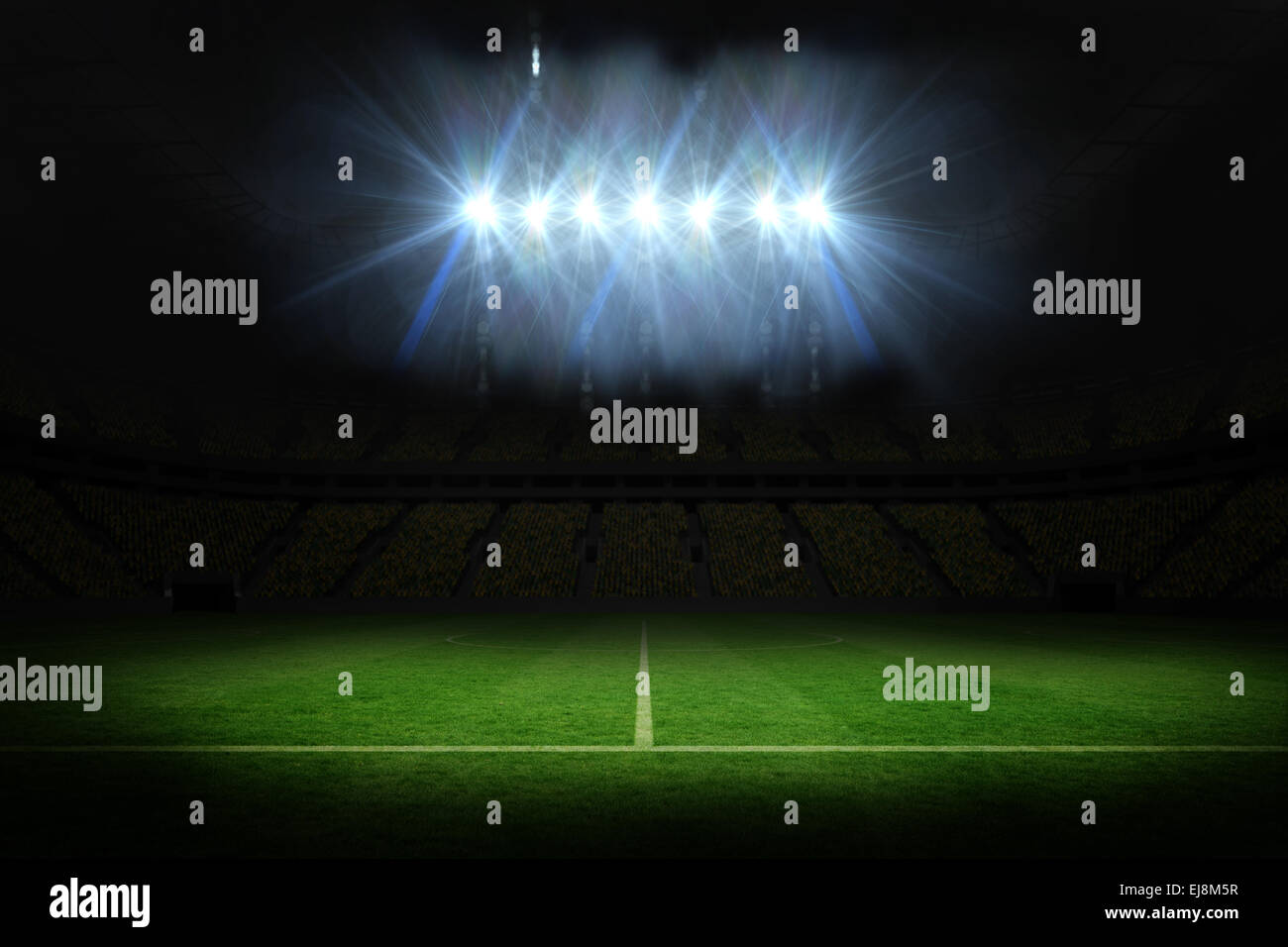 Football pitch under spotlights Stock Photo - Alamy