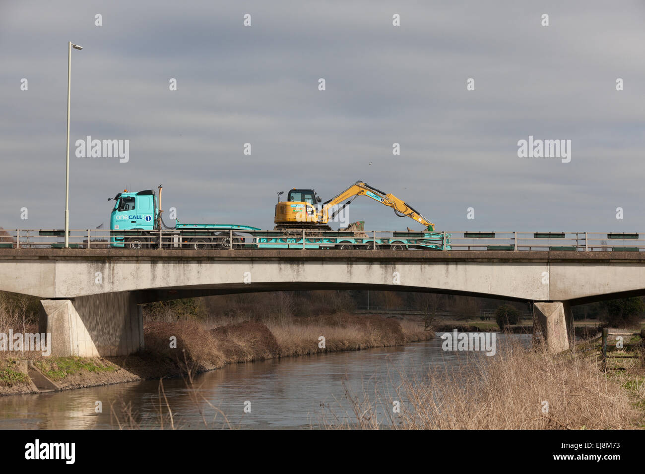 A One Call Plant Hire truck travelling through the Midlands in the UK ...