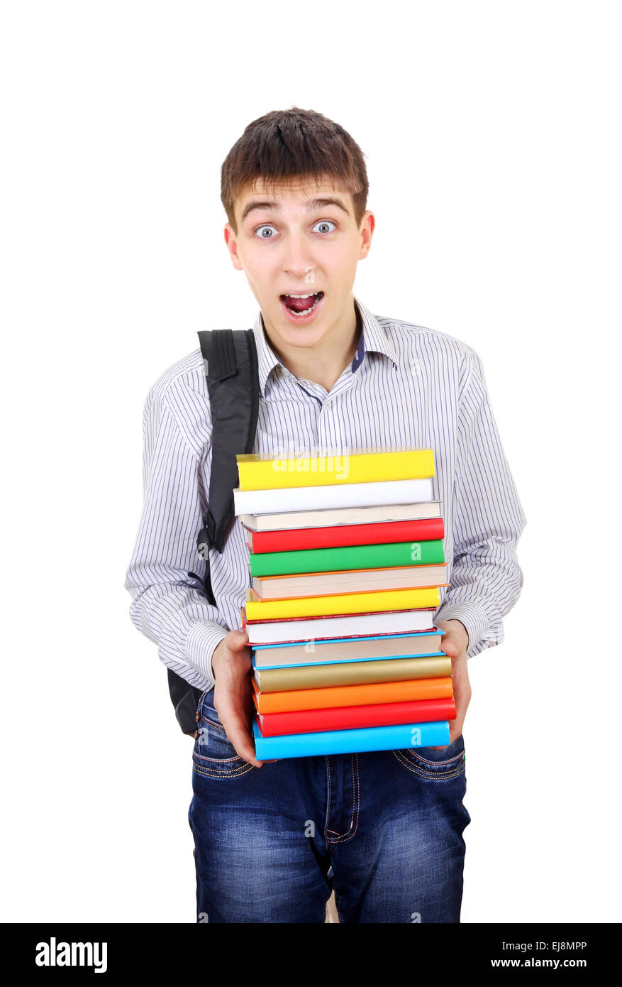 Surprised Student with a Books Stock Photo - Alamy