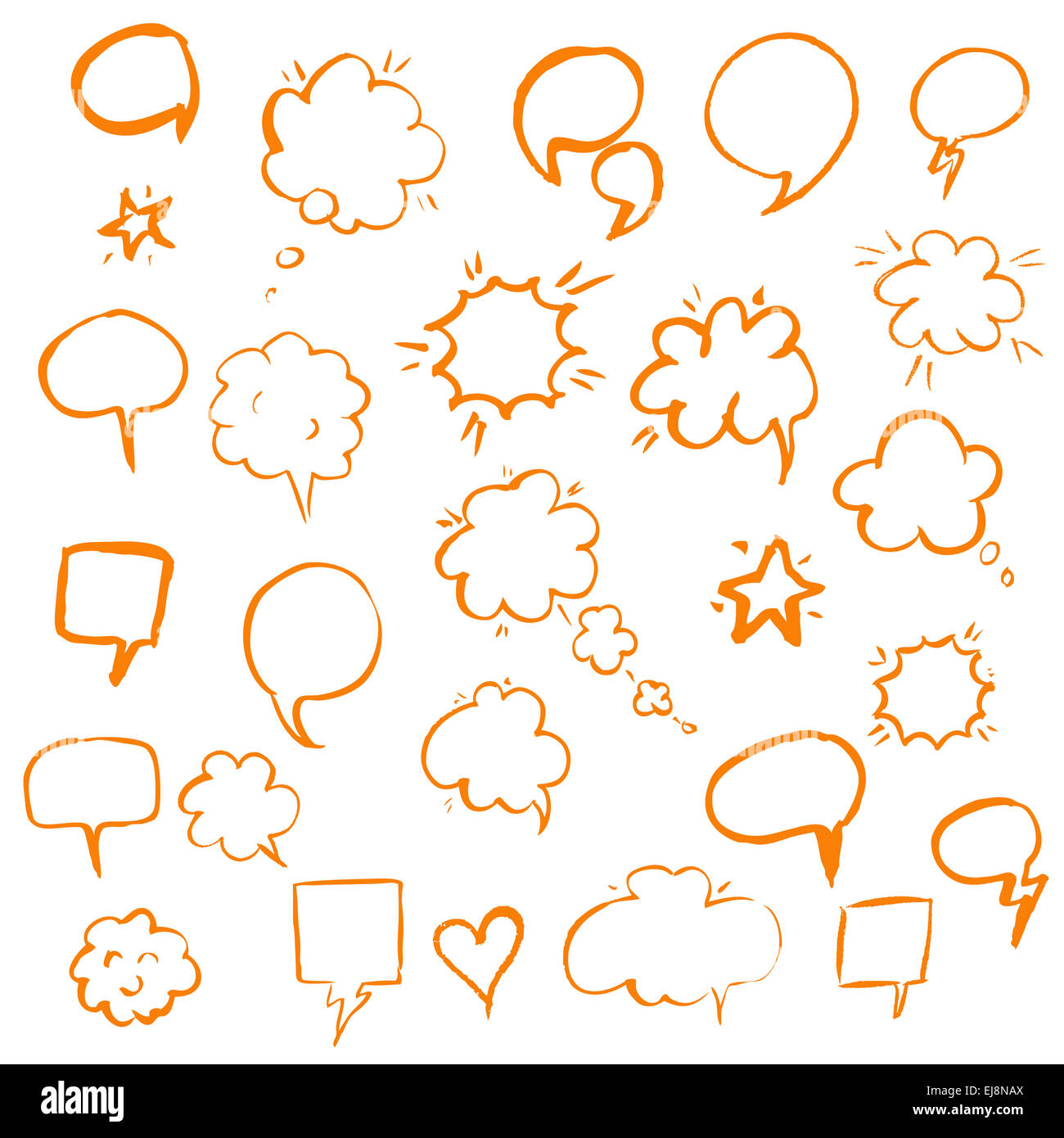 Orange Hand Draw Speech Bubble Stock Photo - Alamy