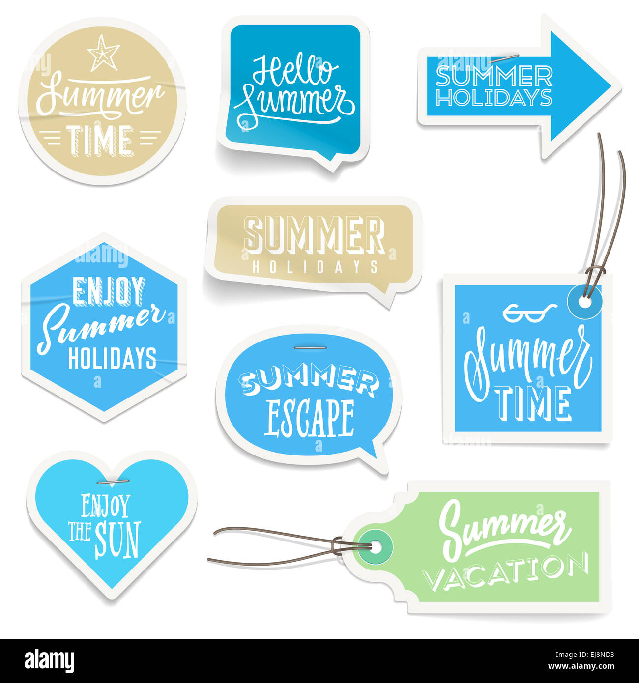 Summer holiday vacation stickers and labels Stock Photo - Alamy