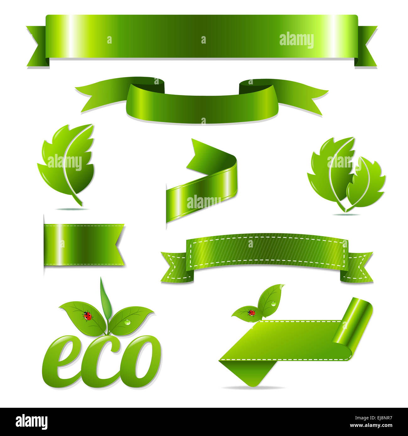 Green Eco Symbols Set Stock Photo - Alamy