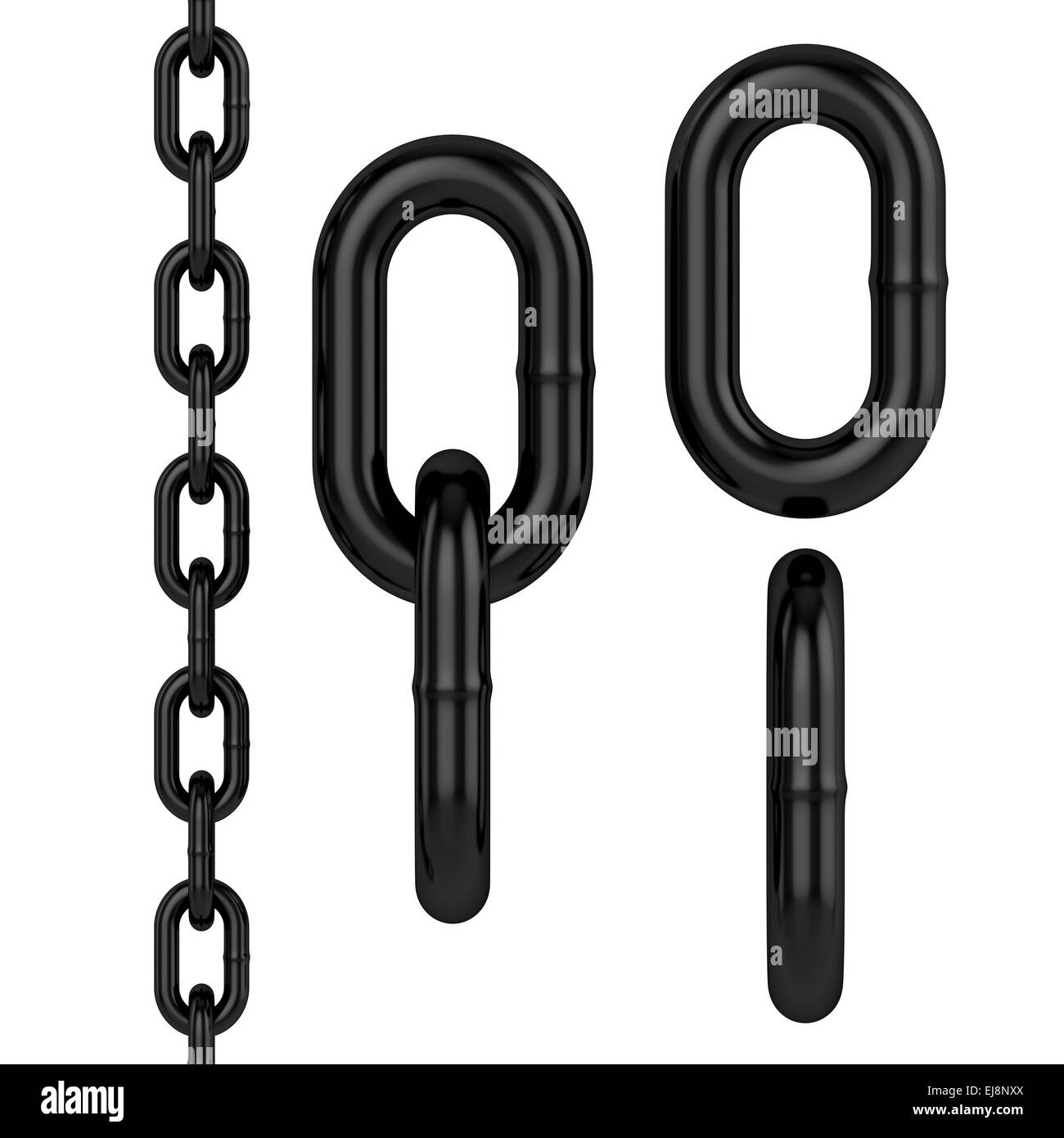 3d rendering of black metal chain isolated on white background Stock ...