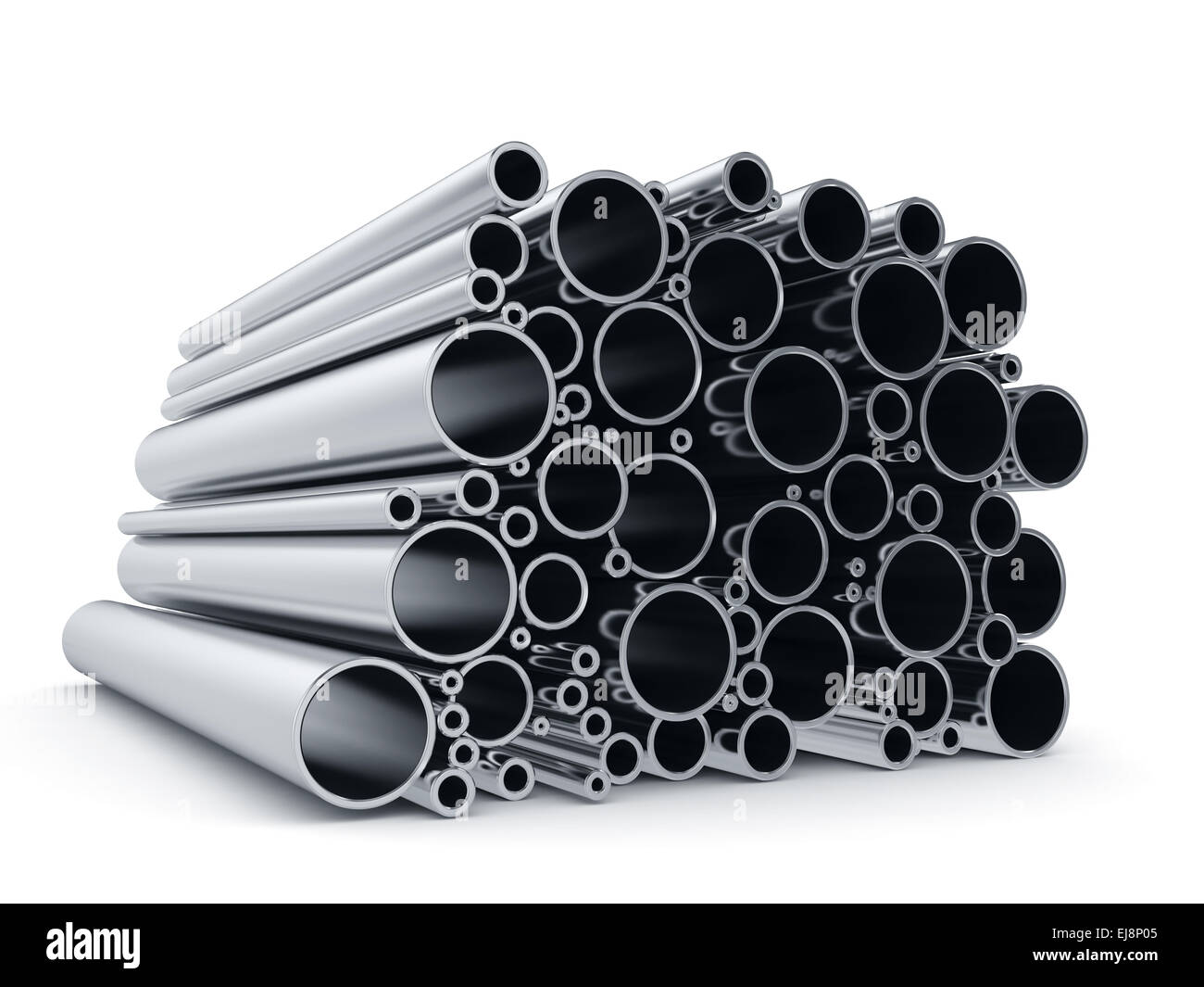 3d rendering of metal pipes isolated on white background Stock Photo ...