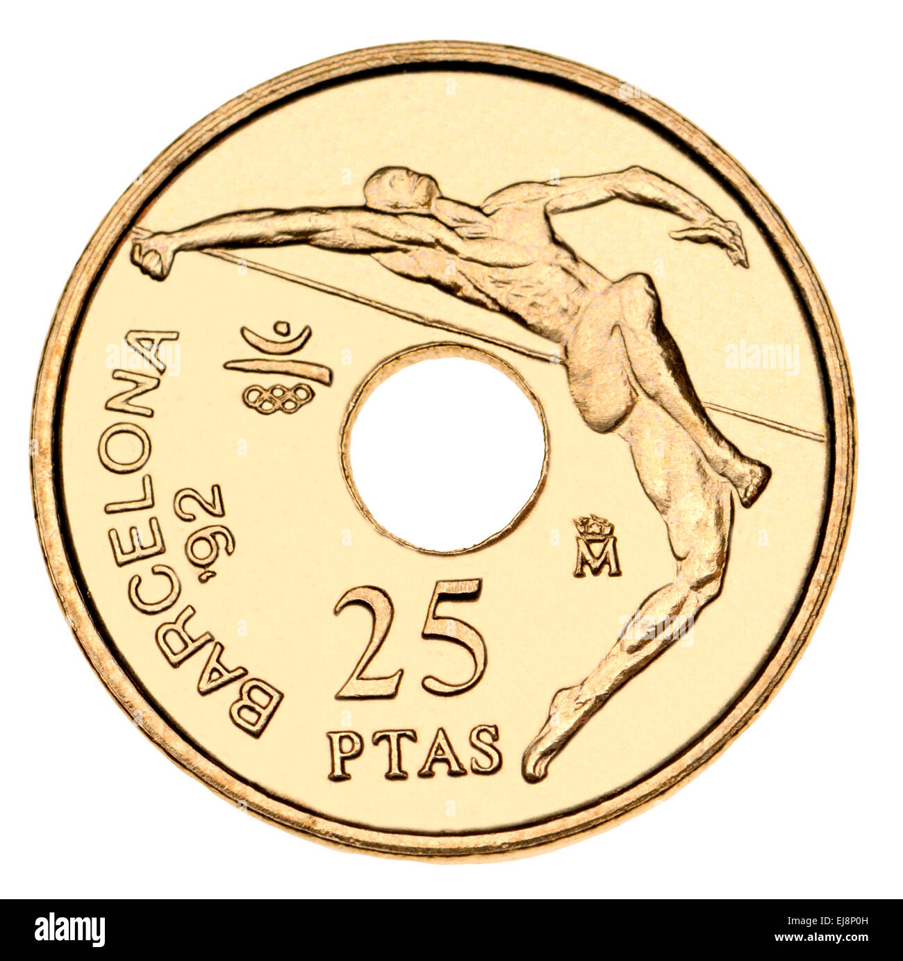 1991 Spanish 25 peseta coin - Barcelona Olympics Stock Photo - Alamy