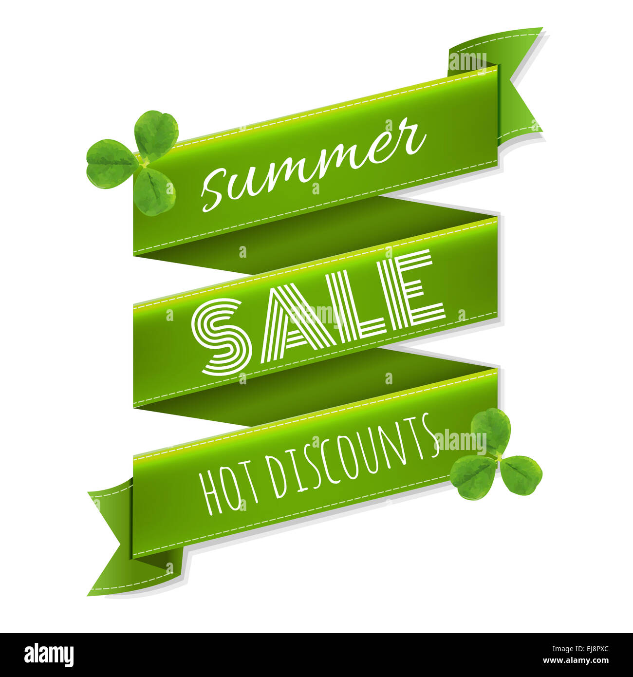 Summer Sale Ribbon Banner With Leaves Stock Photo - Alamy