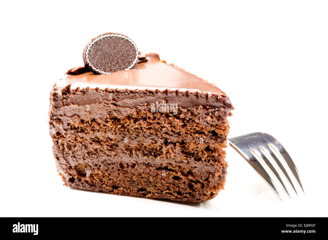 Chocolate cake with fork Stock Photo - Alamy