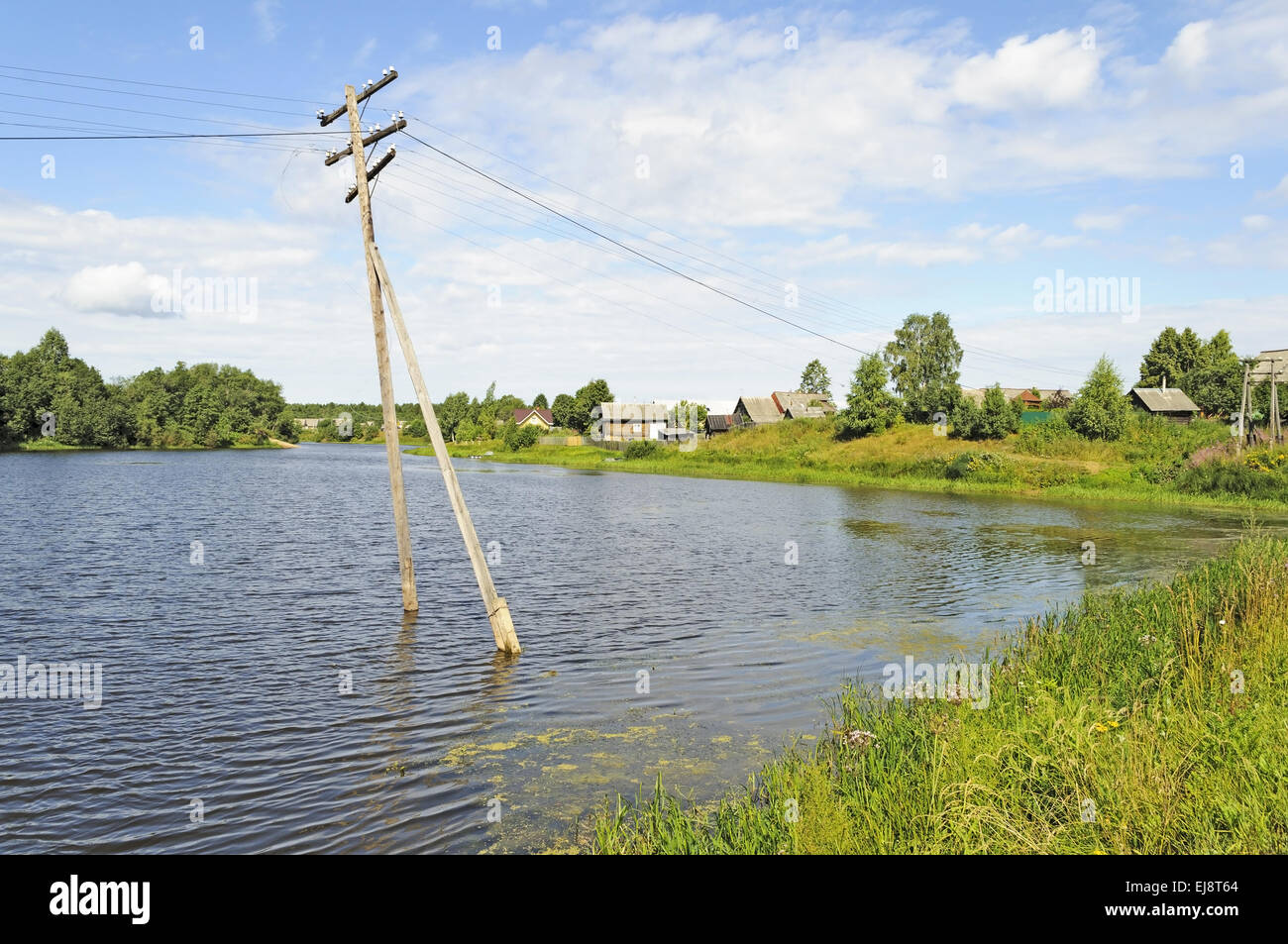 Country landscape with river Stock Photo - Alamy