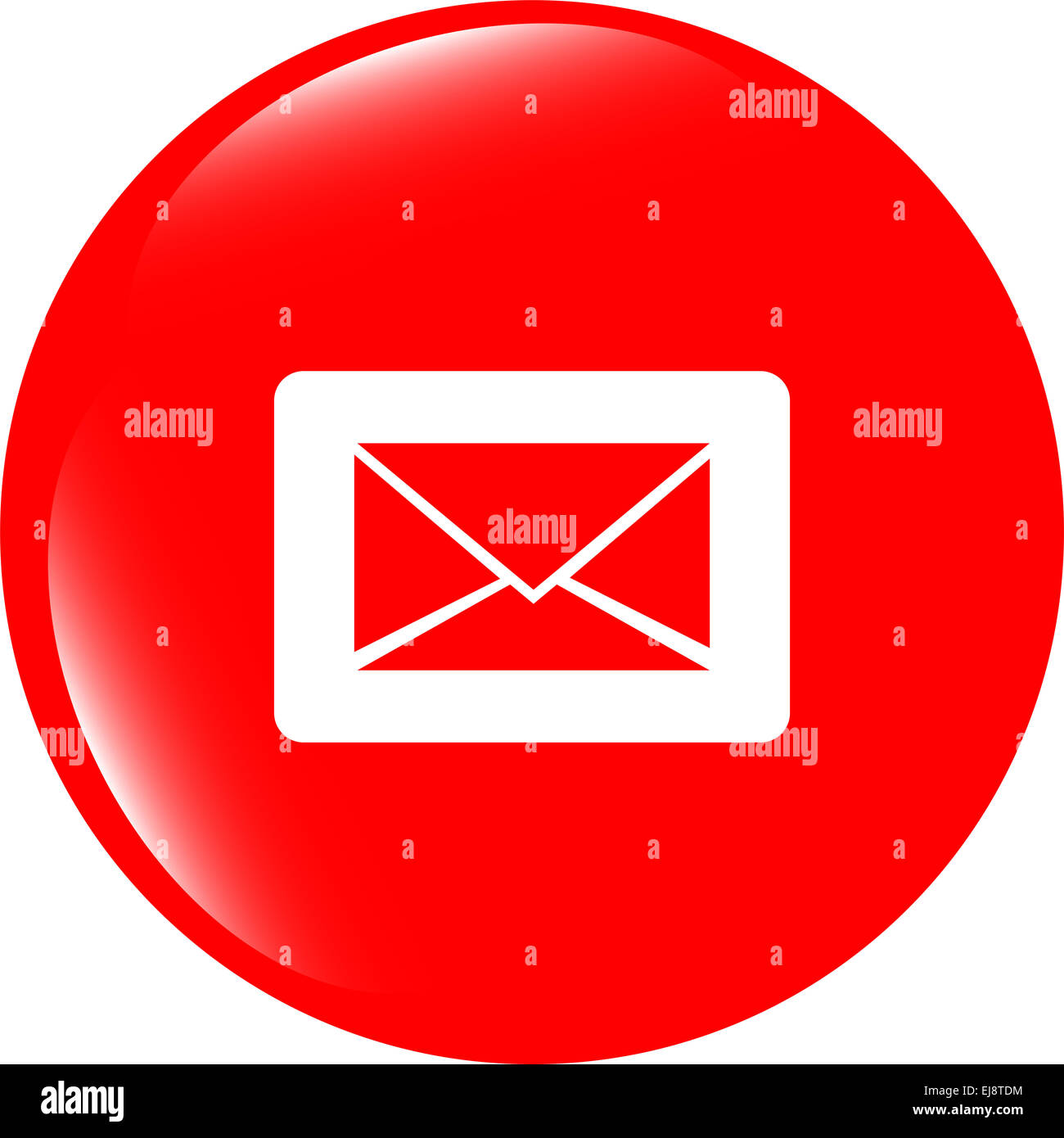 Email icon on glossy round button Stock Photo - Alamy