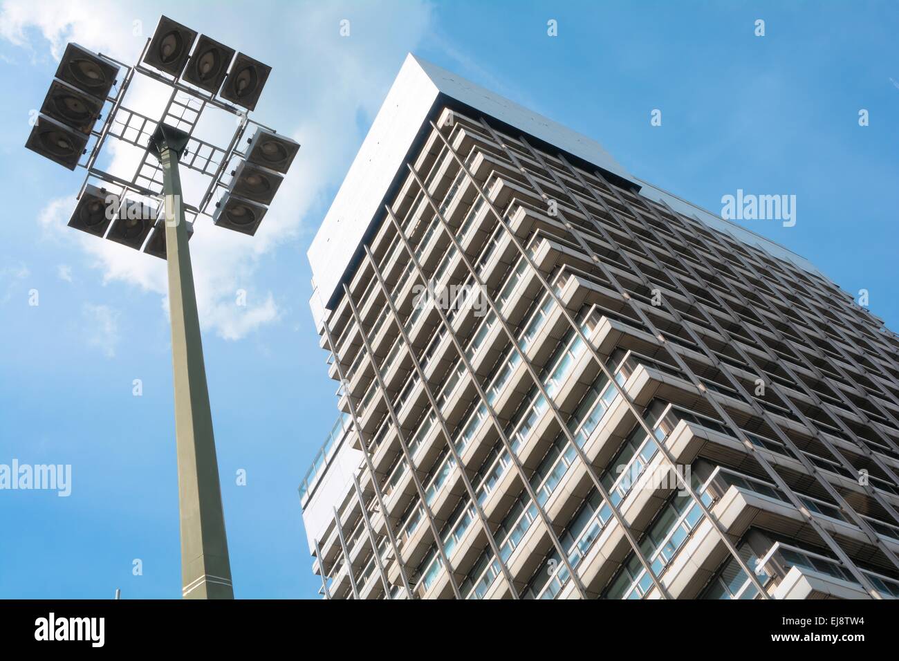 Street lamp and high-rise building Stock Photo - Alamy