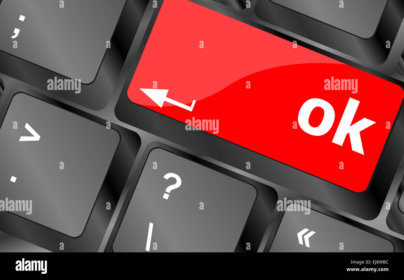 OK button on keyboard keys, business concept Stock Photo - Alamy