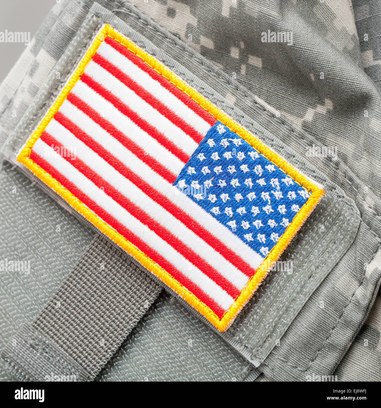 US flag shoulder patch on solder's uniform - studio shot Stock Photo ...