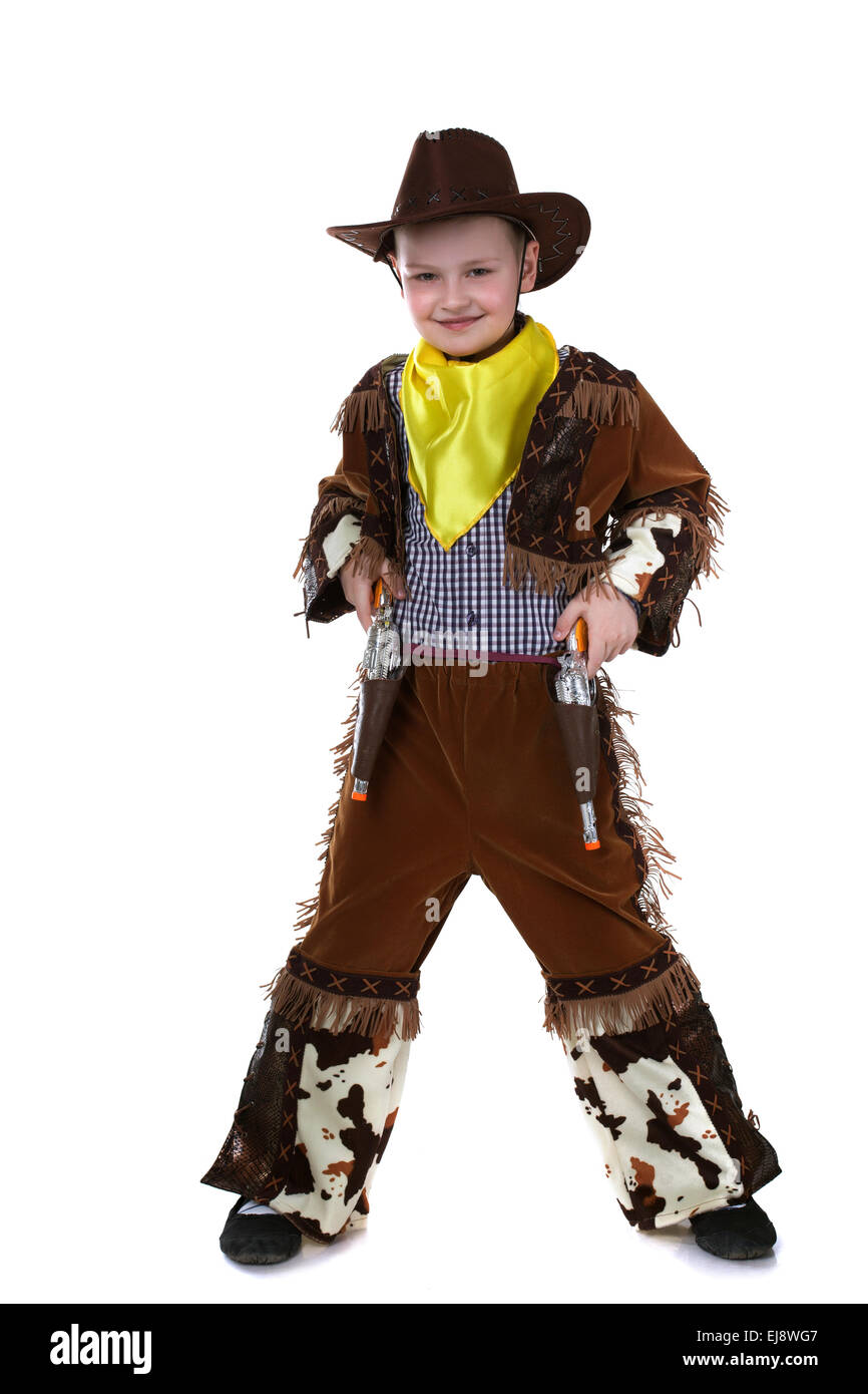 Cheerful little cowboy posing at camera Stock Photo - Alamy