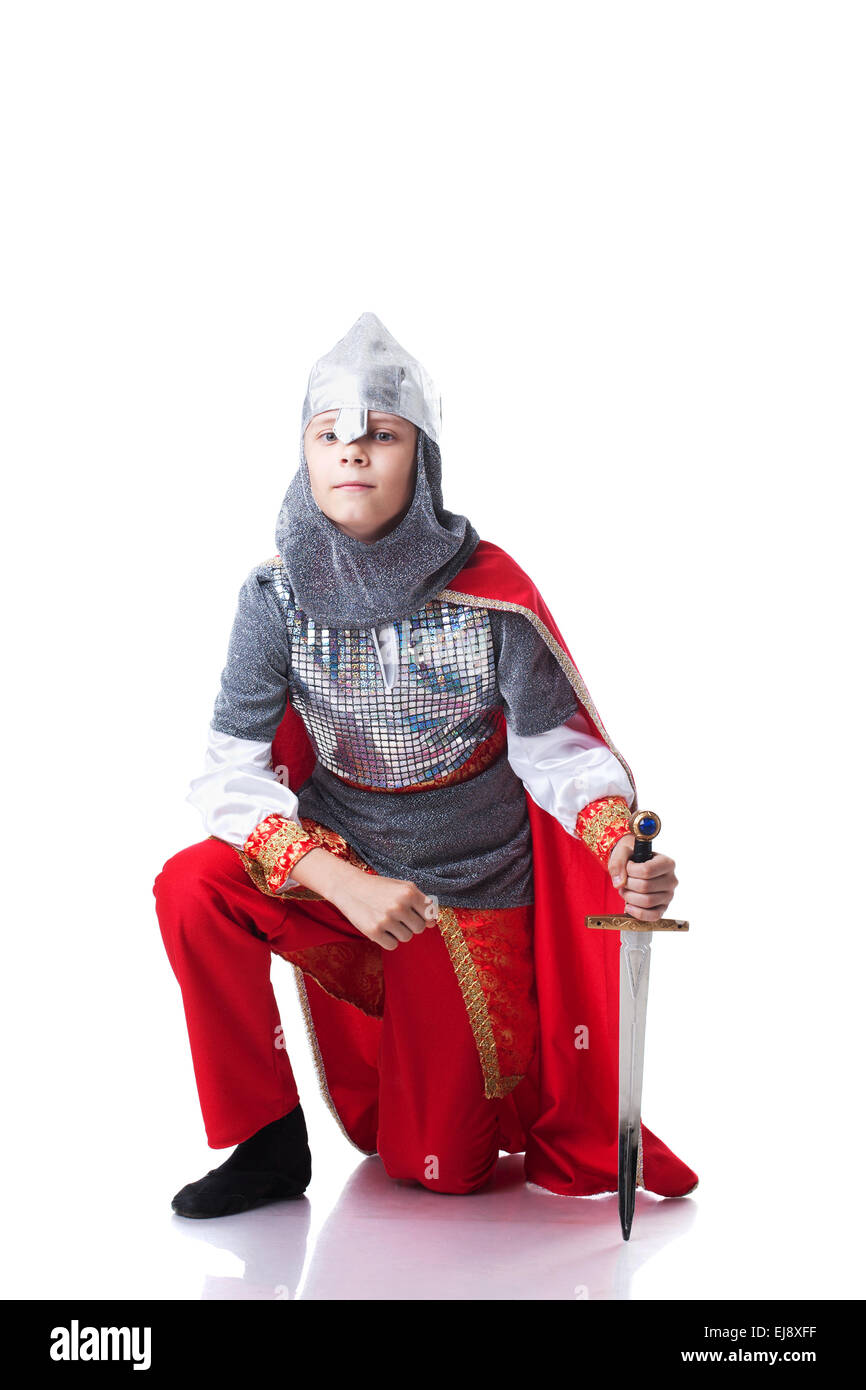 Brave little knight, isolated on white Stock Photo - Alamy