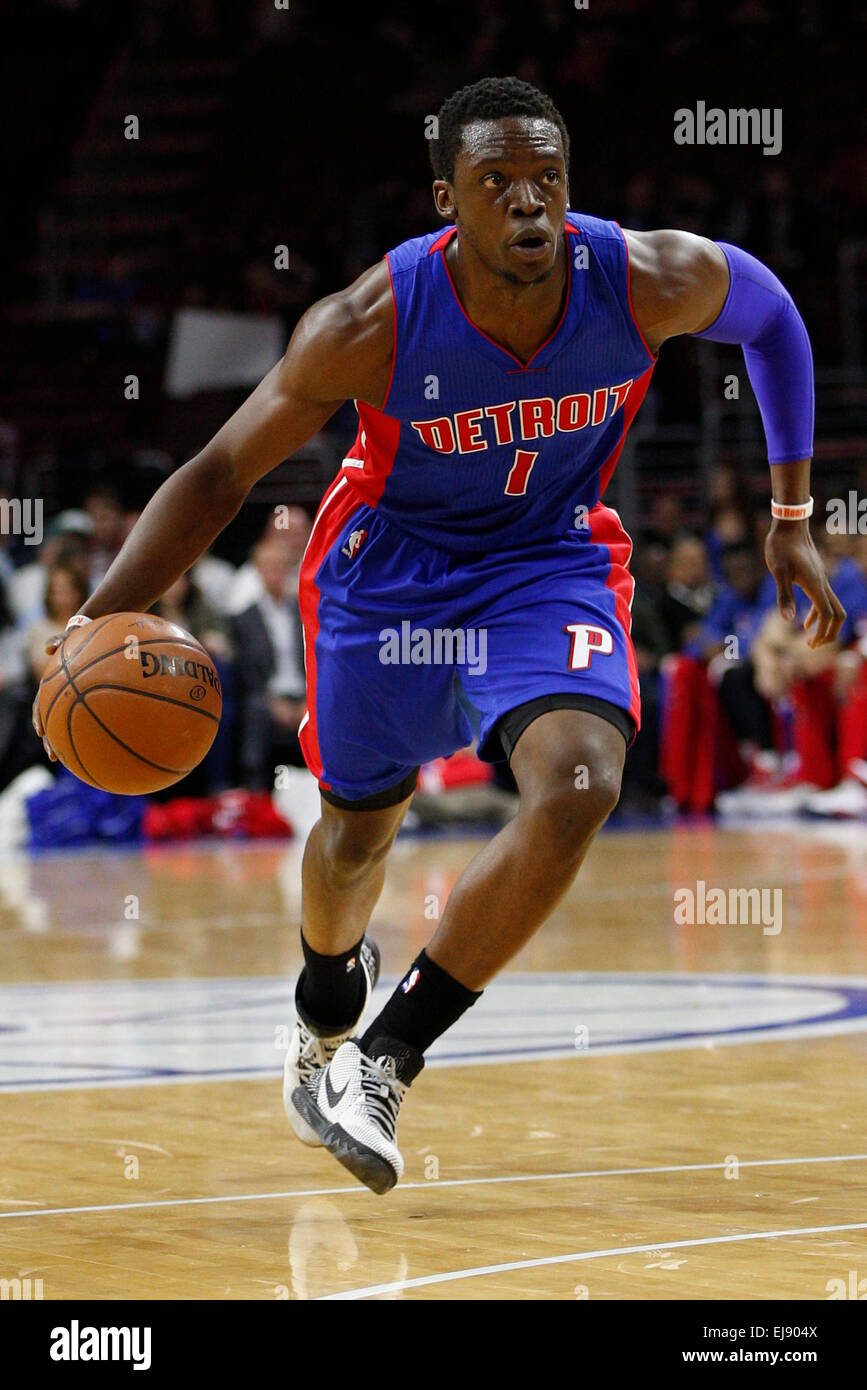 March 18, 2015: Detroit Pistons guard Reggie Jackson (1) in action ...