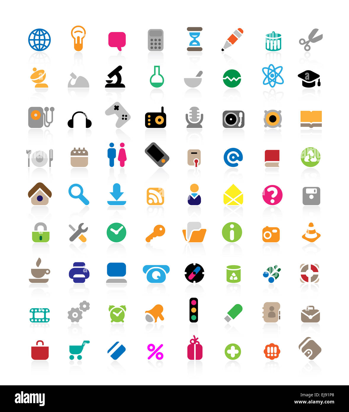 Icon set on white background Stock Photo - Alamy