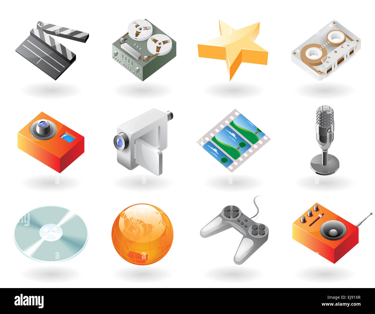 Isometric-style icons for entertainment Stock Photo - Alamy