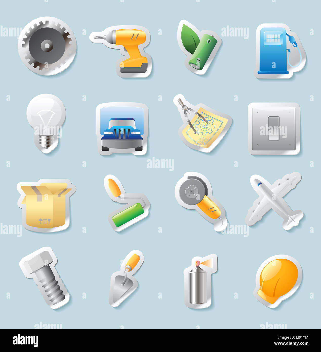 Sticker icons for industry Stock Photo - Alamy