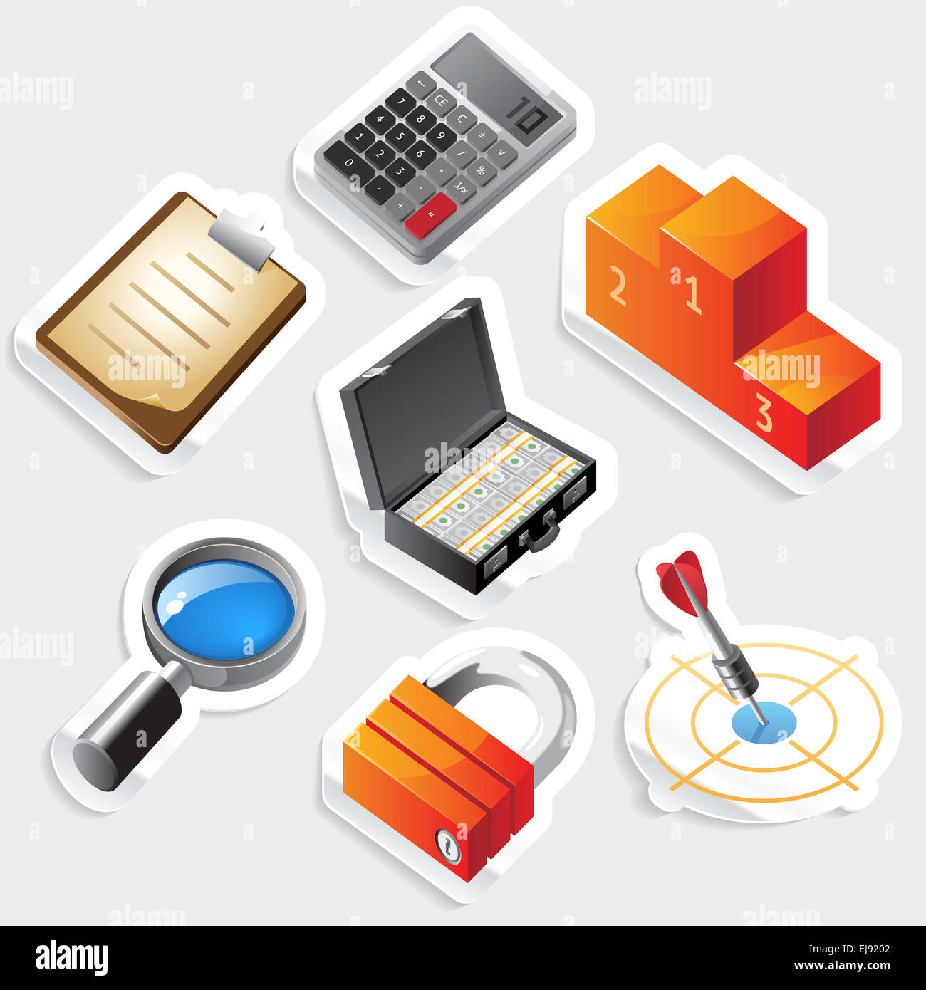 Sticker icon set for business and success Stock Photo - Alamy