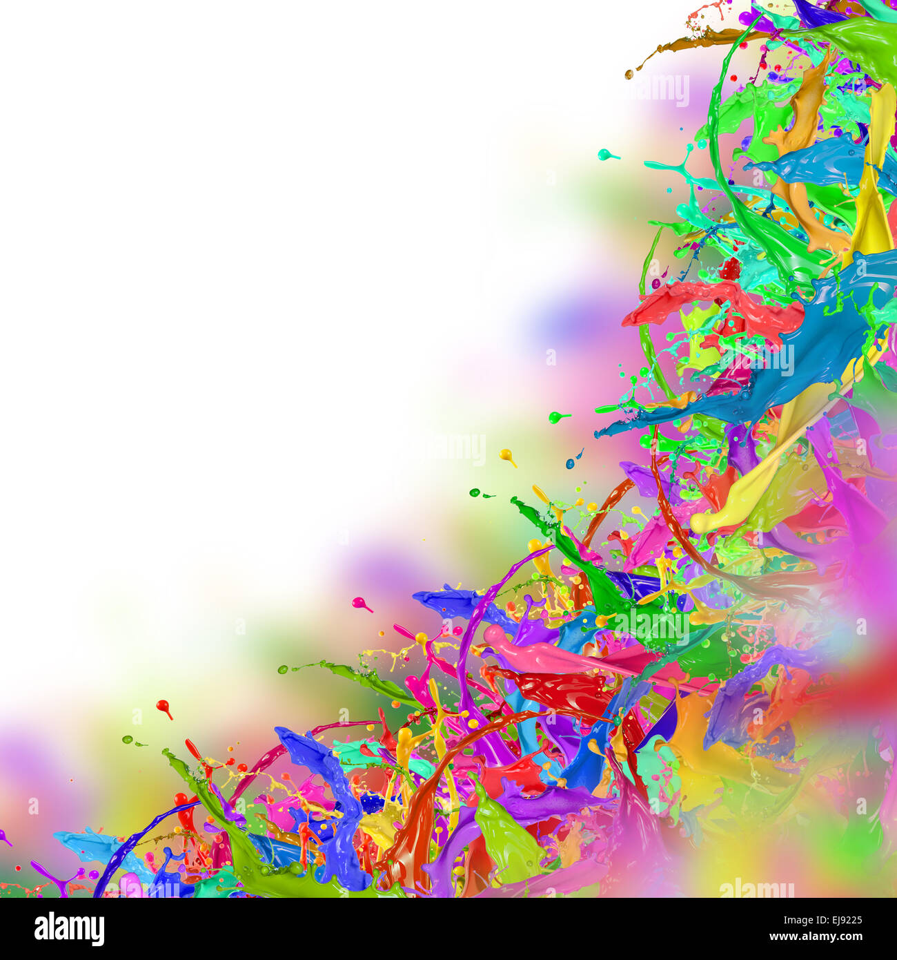 Colored splashes in abstract shape on white background Stock Photo - Alamy