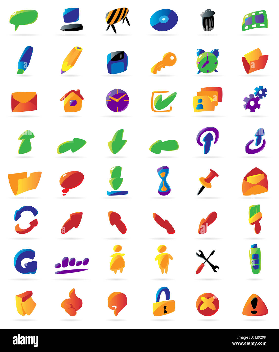 Colorful interface icons Stock Photo - Alamy