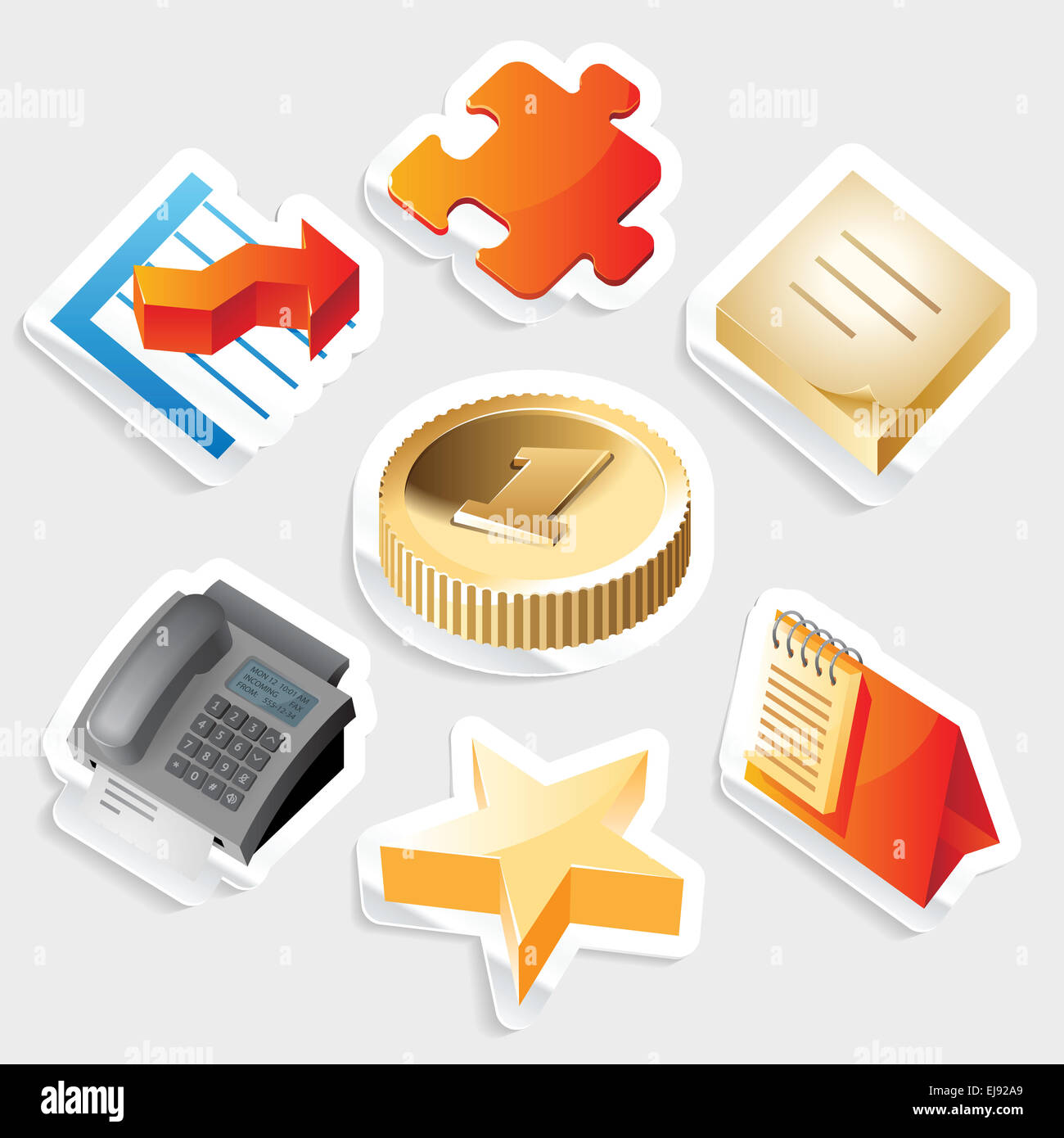 Sticker icon set for business symbols Stock Photo - Alamy