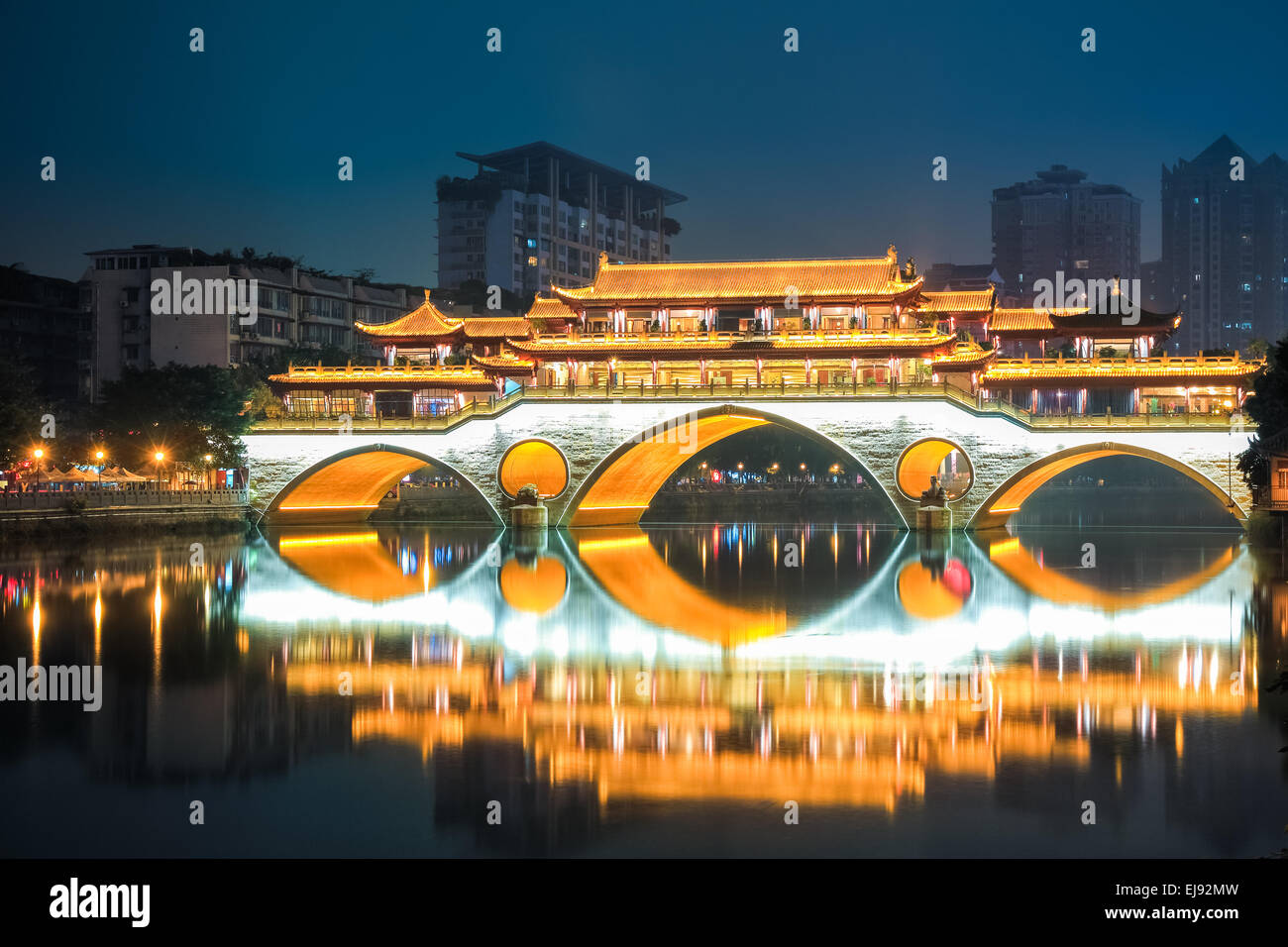 chengdu anshun bridge at night Stock Photo - Alamy