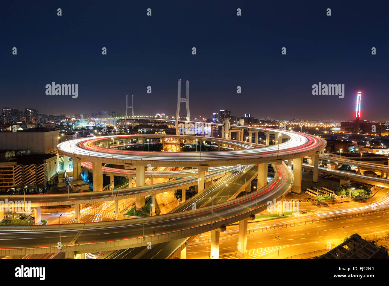 shanghai nanpu bridge at night Stock Photo - Alamy