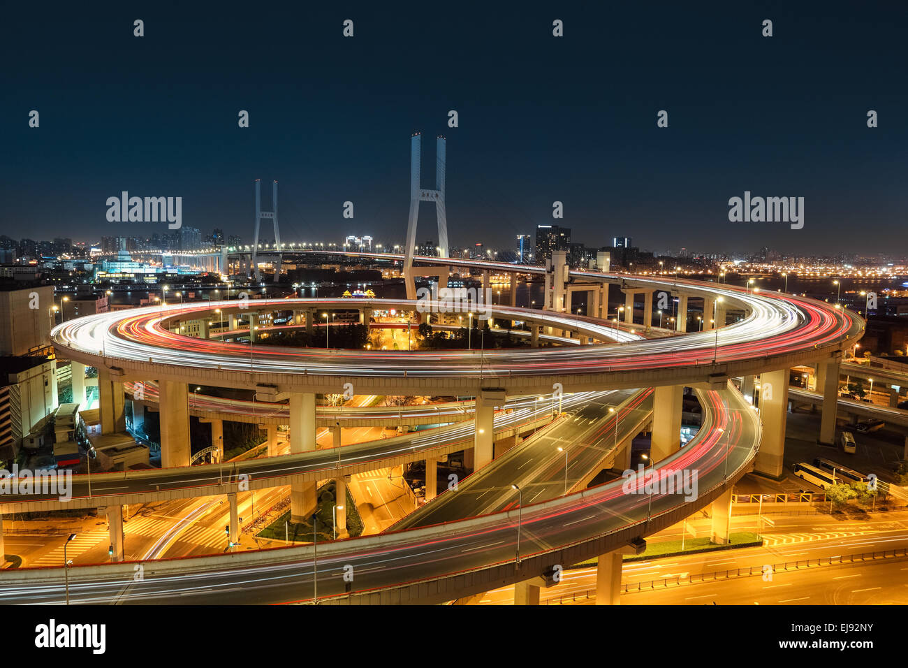 beautiful shanghai nanpu bridge at night Stock Photo - Alamy