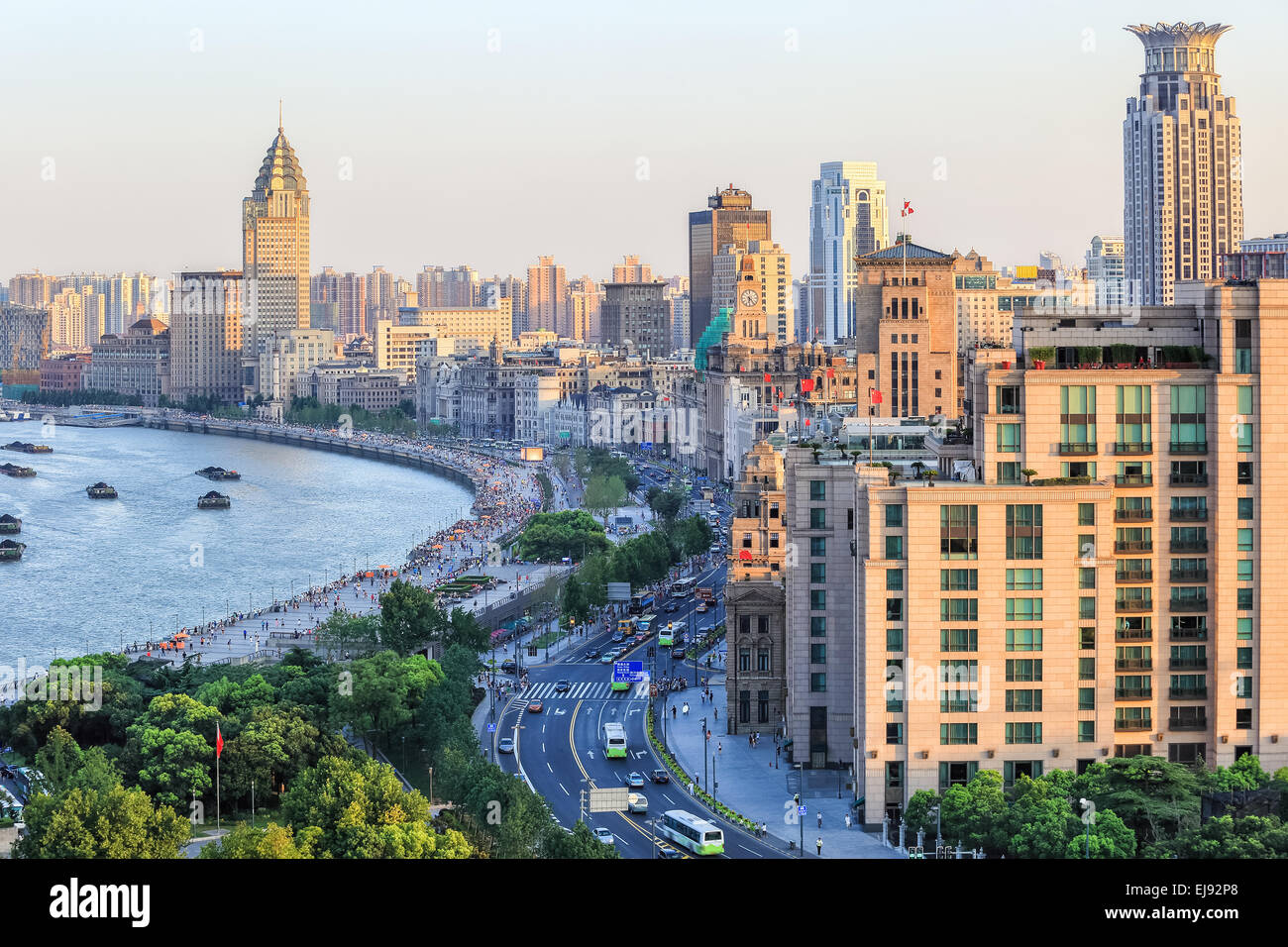 beautiful shanghai bund at dusk Stock Photo - Alamy