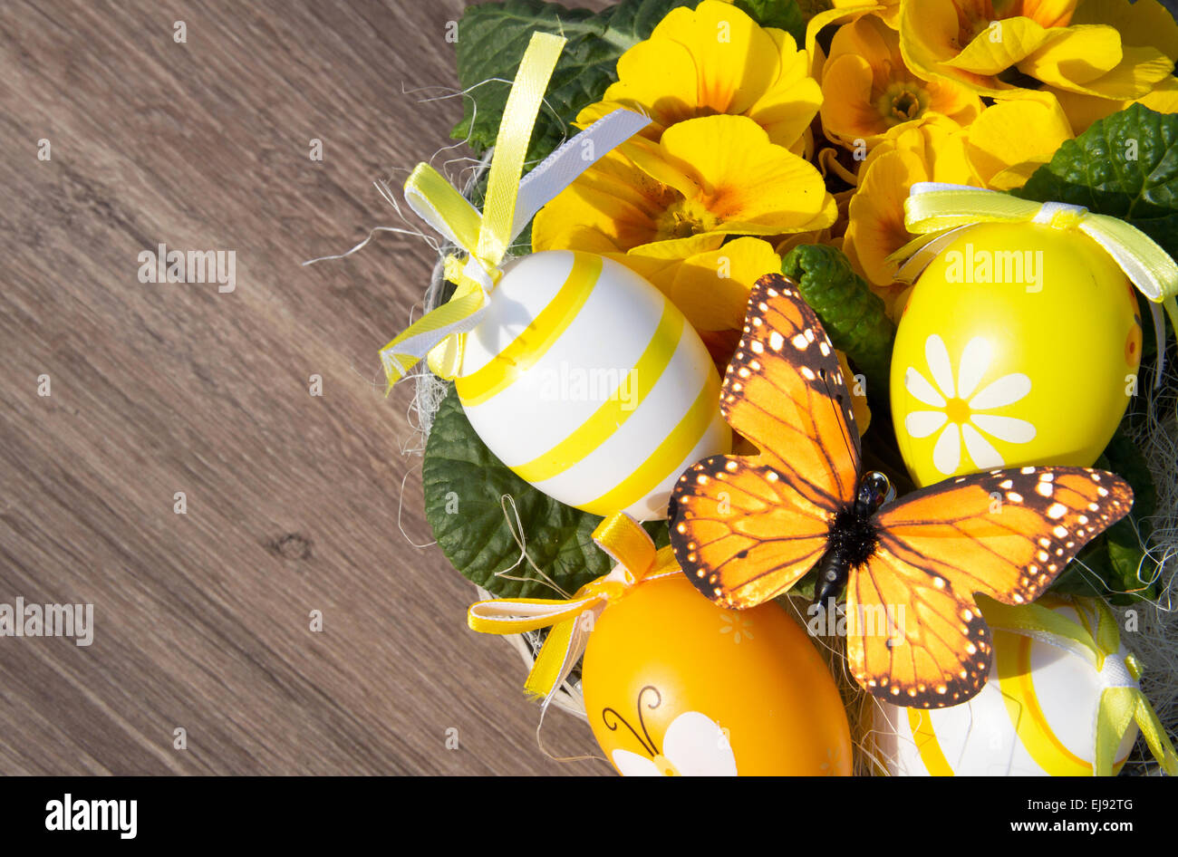 easter eggs with butterfly in a basket Stock Photo - Alamy