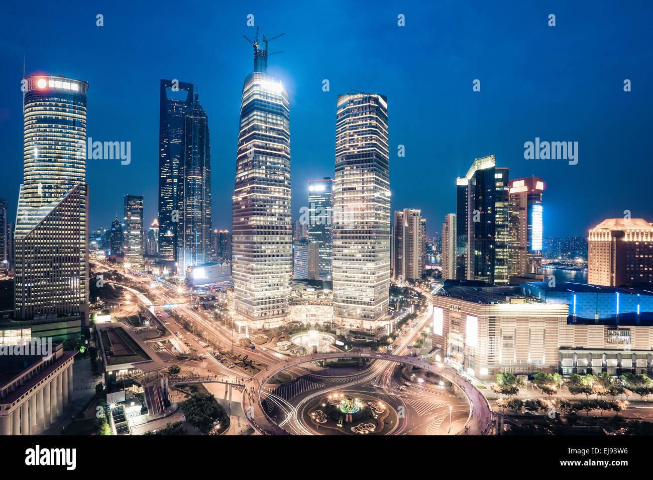 shanghai downtown night scene Stock Photo - Alamy