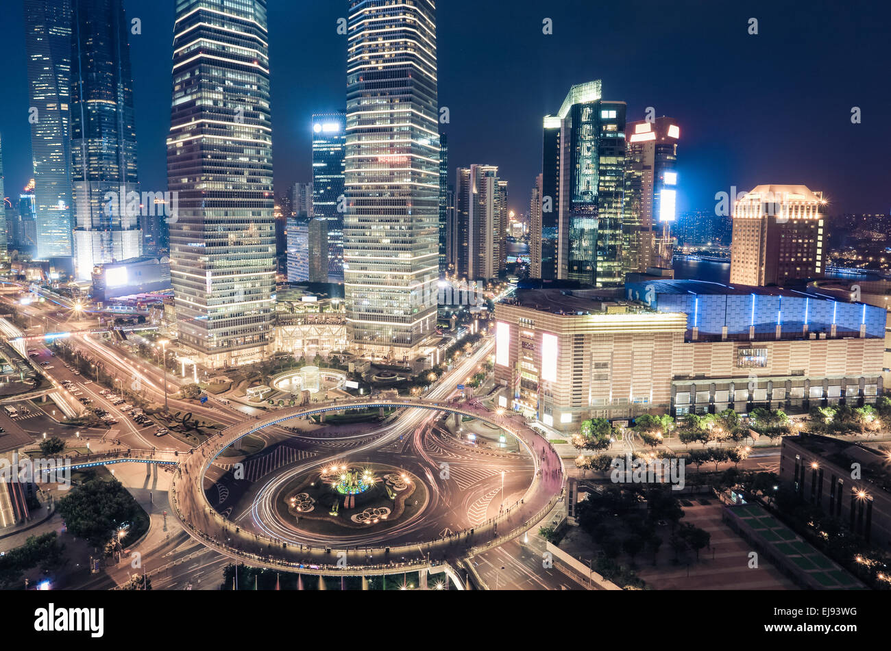 shanghai downtown closeup at night Stock Photo - Alamy