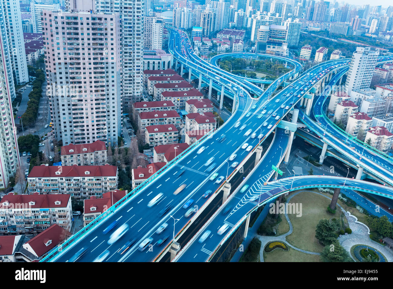 blue elevated road junction Stock Photo - Alamy