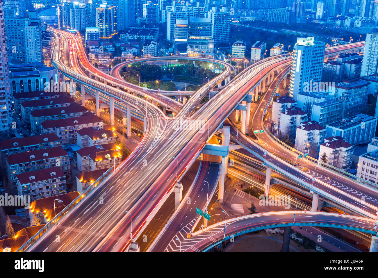 beautiful city interchange closeup in shanghai Stock Photo - Alamy