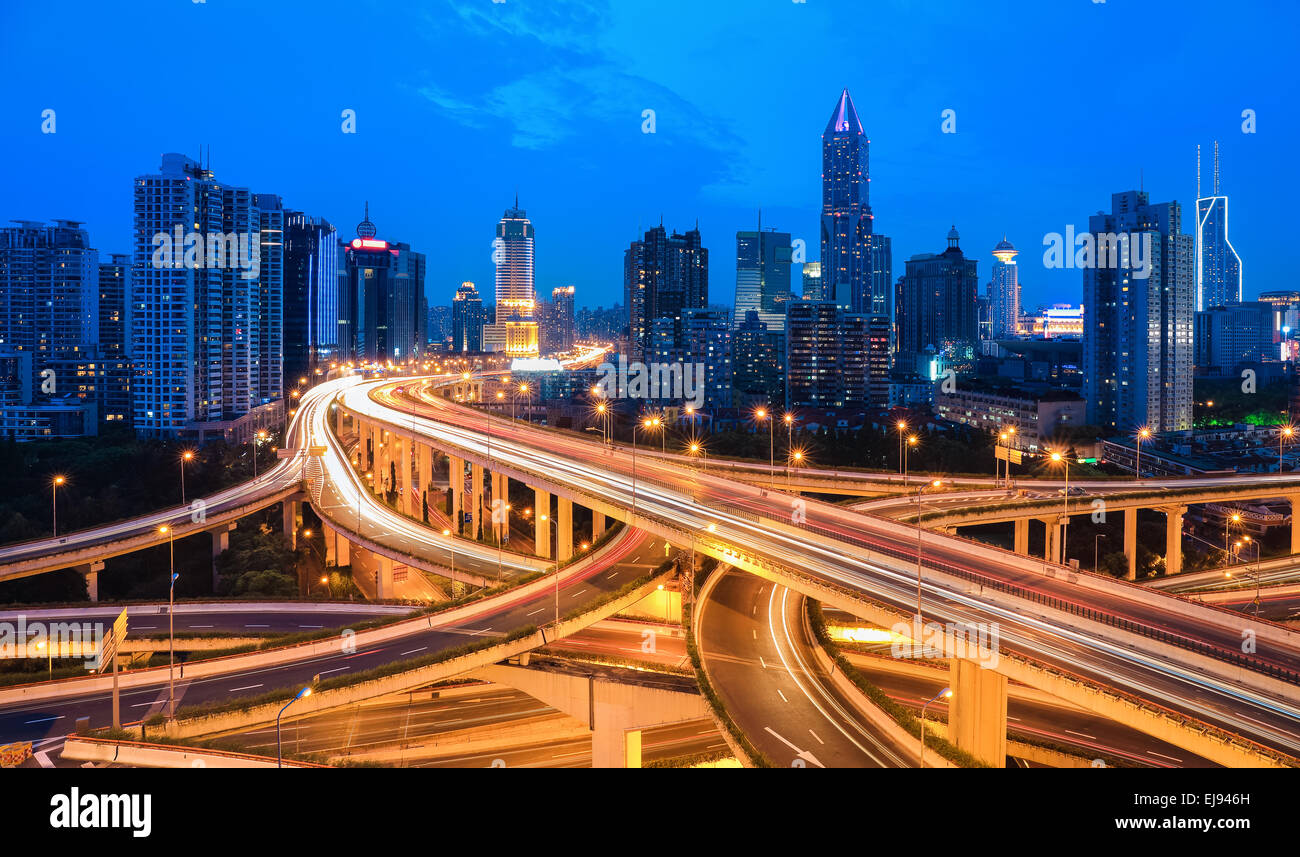 city interchange overpass in nightfall Stock Photo - Alamy
