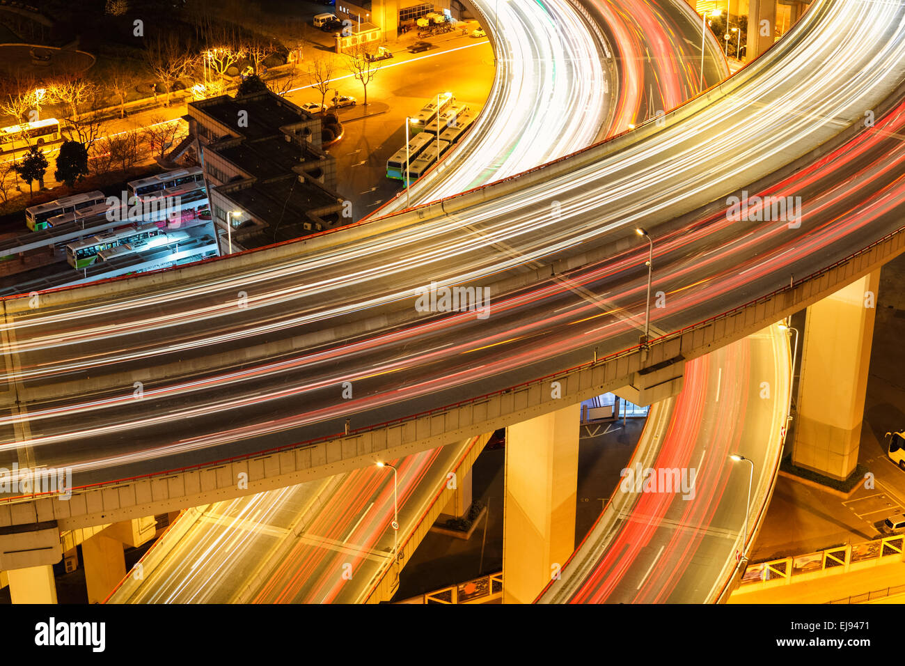 closeup of the light trails on overpass Stock Photo - Alamy