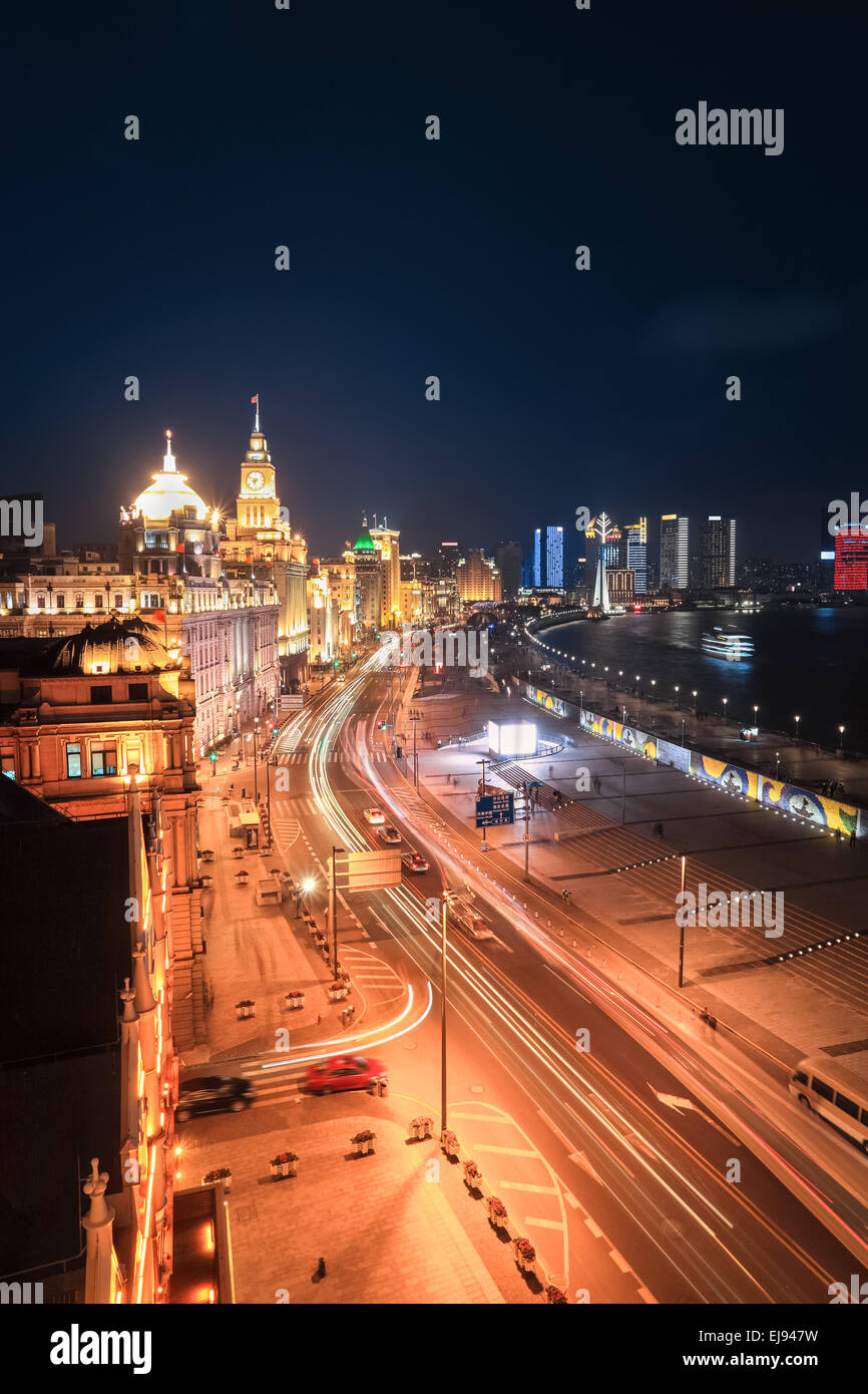shanghai bund night view Stock Photo - Alamy