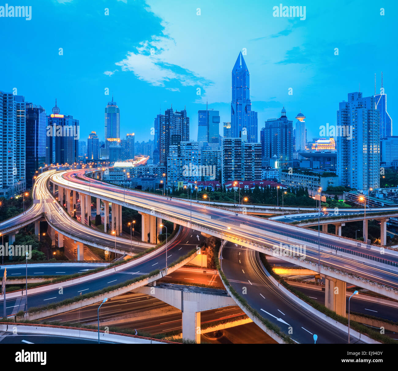city interchange overpass at dusk Stock Photo - Alamy