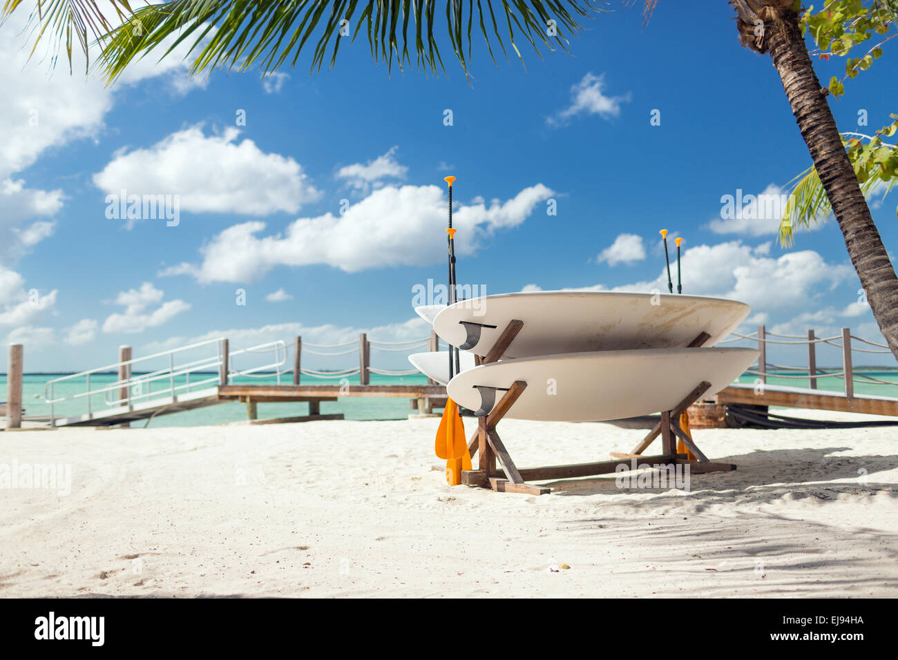 surfboards on tropical beach Stock Photo - Alamy